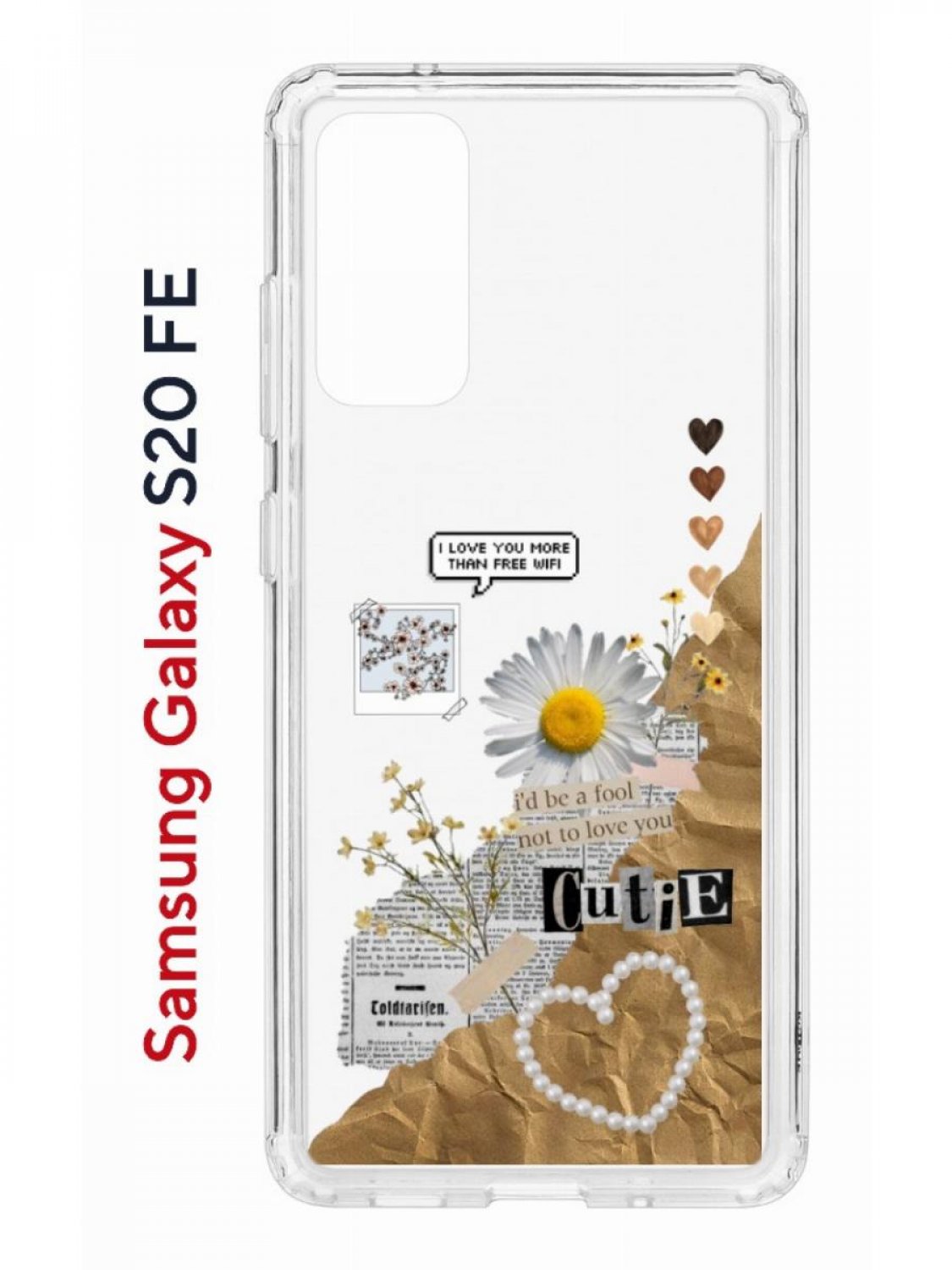 Чехол на Samsung S20 FE Kruche Print Крафтовые наклейки,противоударный бампер с принтом