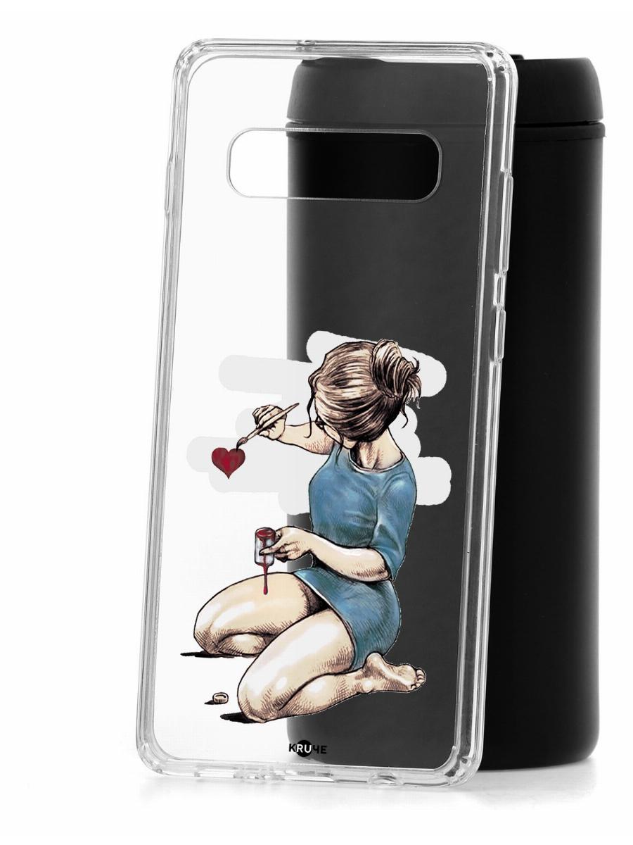 Чехол на Samsung S10 Plus Kruche Print Рисуя любовь,противоударный бампер,с защитой камеры