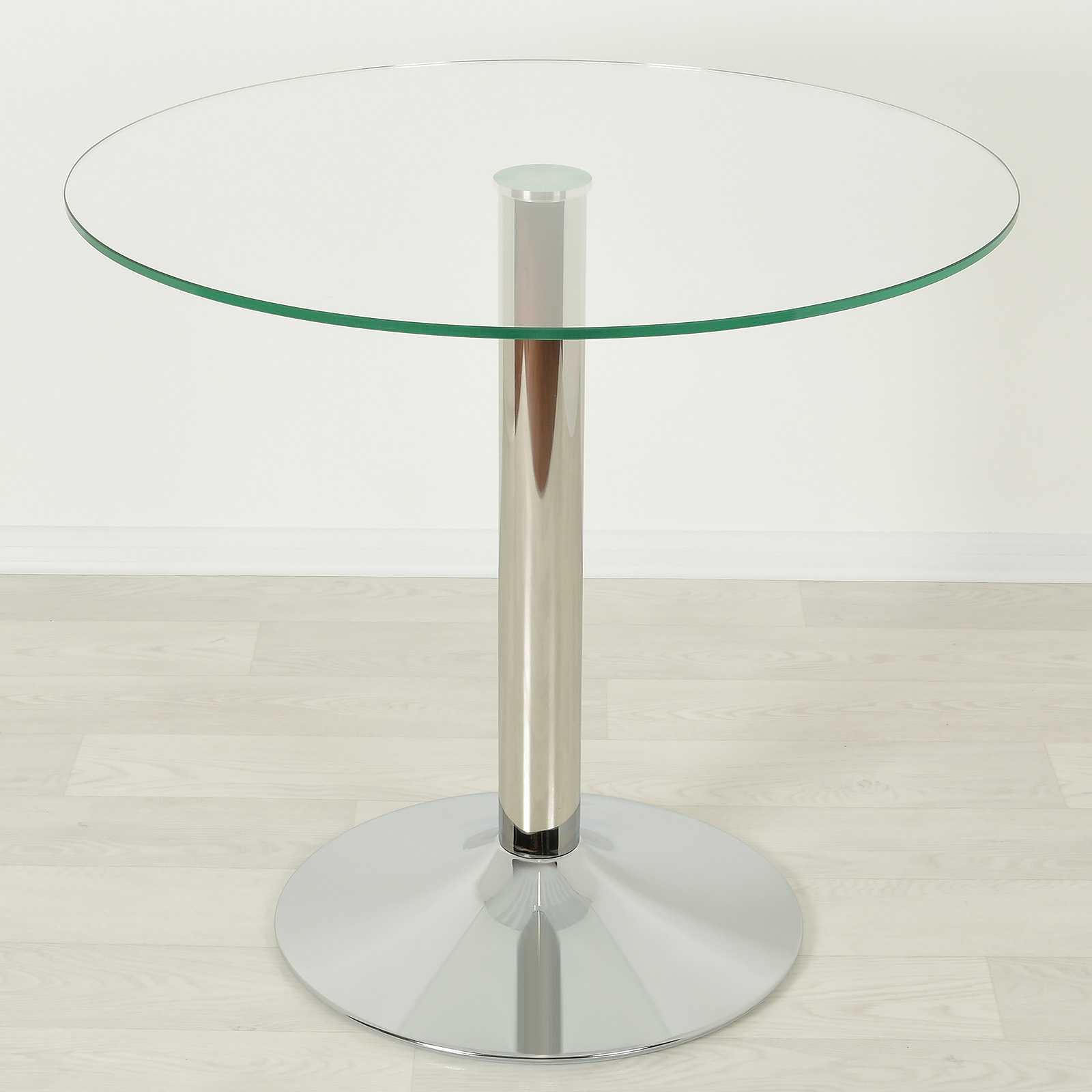 Стеклянный стол Mebel Apartment Троя 18 прозрачный/хром D90