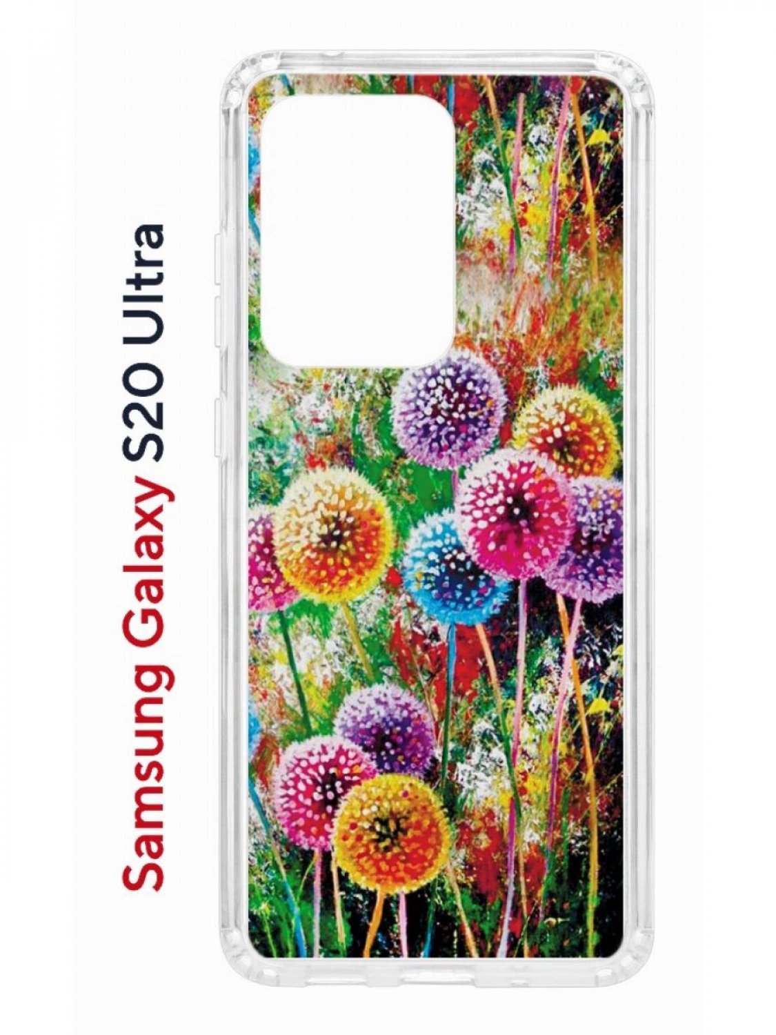 Чехол на Samsung Galaxy S20 Ultra Kruche Print Одуванчики,противоударный бампер с принтом