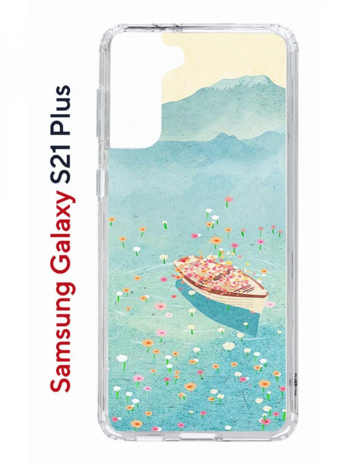Чехол на Samsung Galaxy S21 Plus Kruche Print озеро цветов,противоударный бампер с принтом