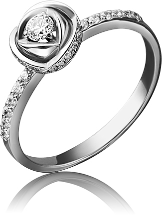 Кольцо помолвочное из белого золота р. 18 PLATINA jewelry 01-4287-00-401-1120-24, фианит