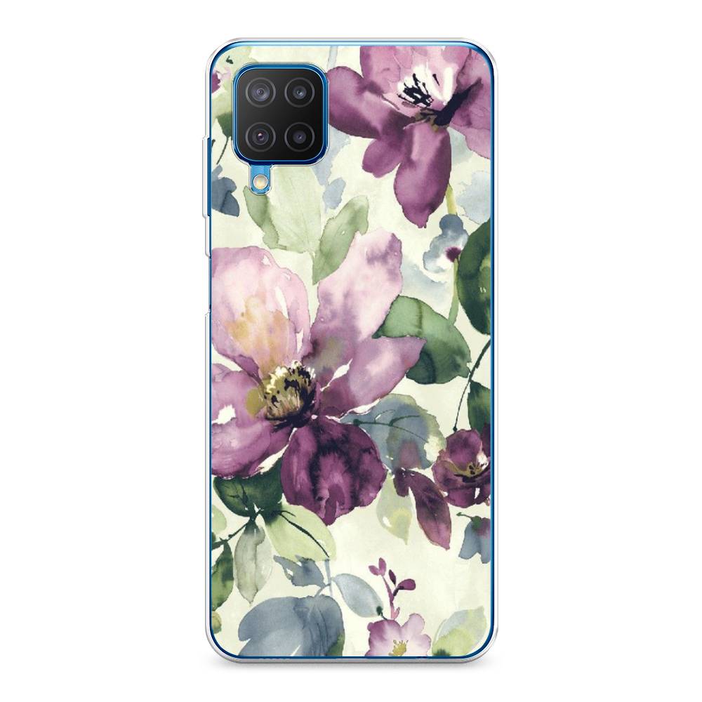 Чехол Awog на Samsung Galaxy M12 / Самсунг M12 "Сиреневые цветы-акварель"