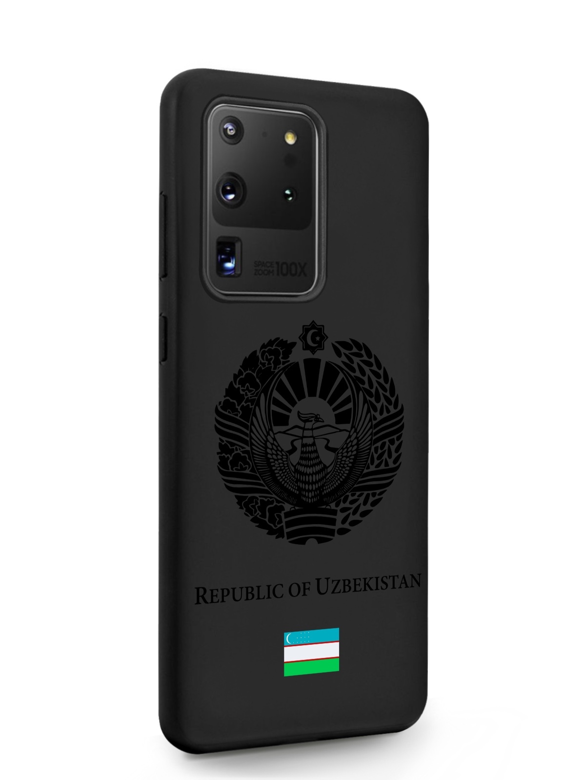 Чехол SignumCase для Samsung Galaxy S20 Ultra Черный лаковый Герб Узбекистана черный