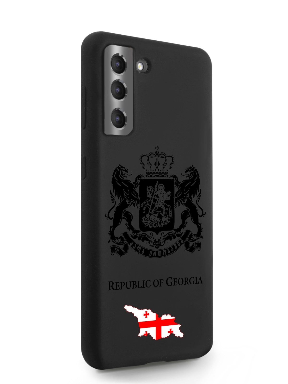 Чехол SignumCase для Samsung Galaxy S21 Черный лаковый Герб Грузии черный