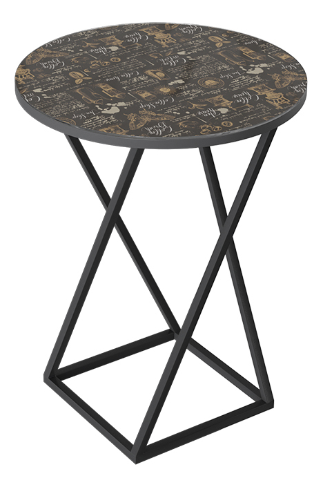 Стол со стеклянной поверхностью ТриЯ (Черный/Стекло с рисунком Coffe) ДП 1-03-05