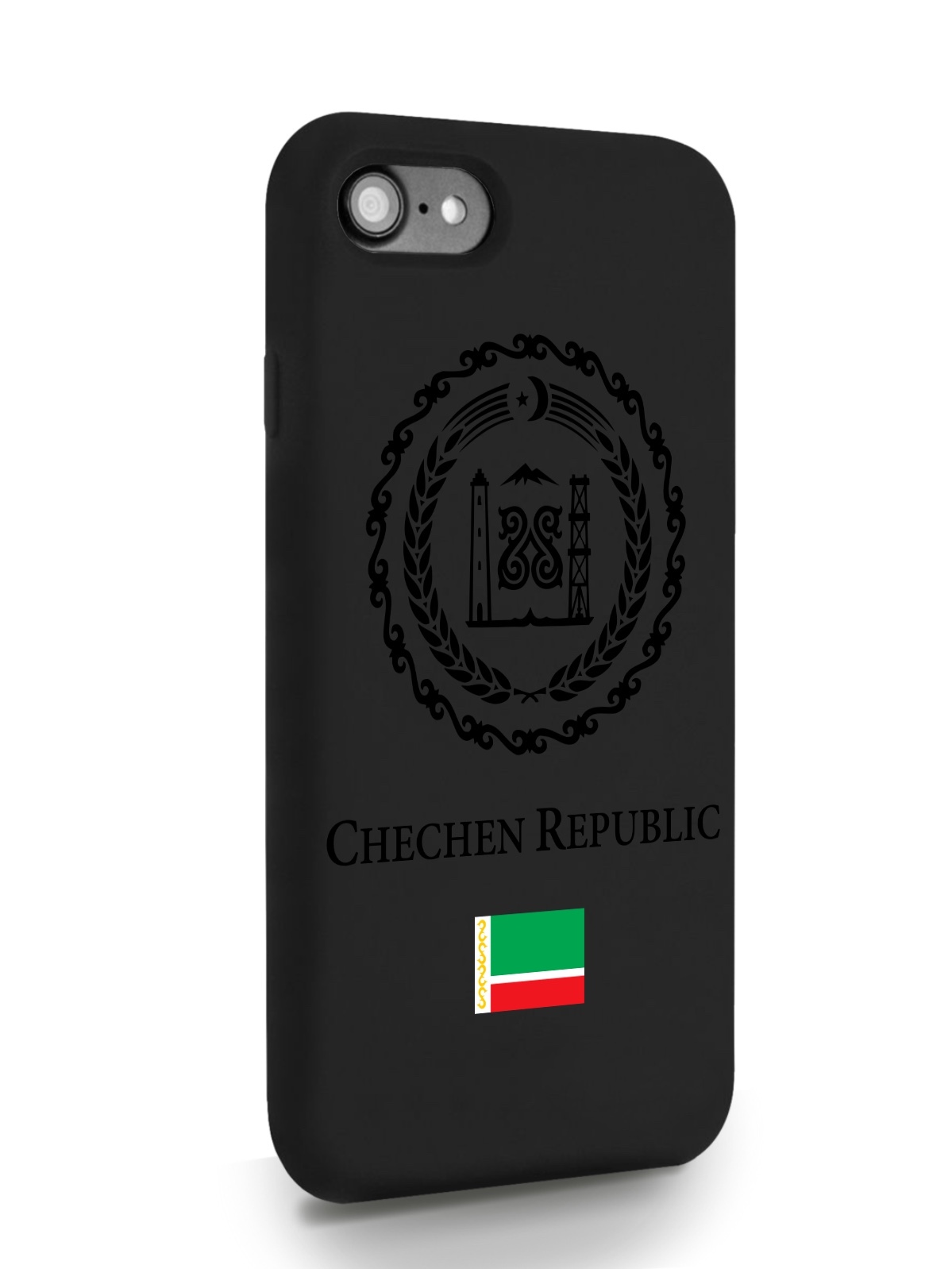 Черный SignumCase для iPhone 7/8/SE2020 Черный лаковый Герб Чечни черный