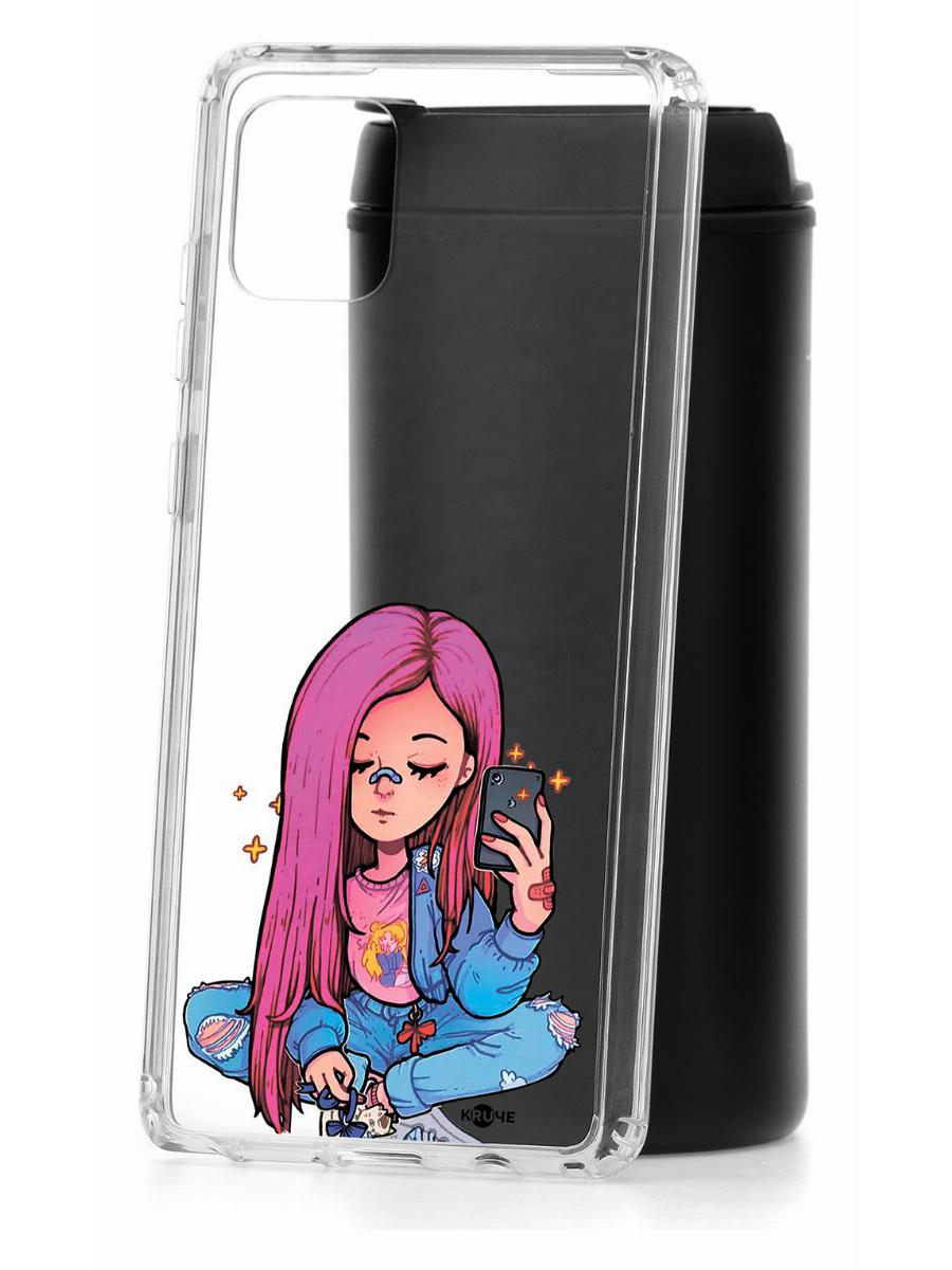 Чехол на Samsung Galaxy Note 10 Lite Kruche Print Pink Hair противоударный бампер