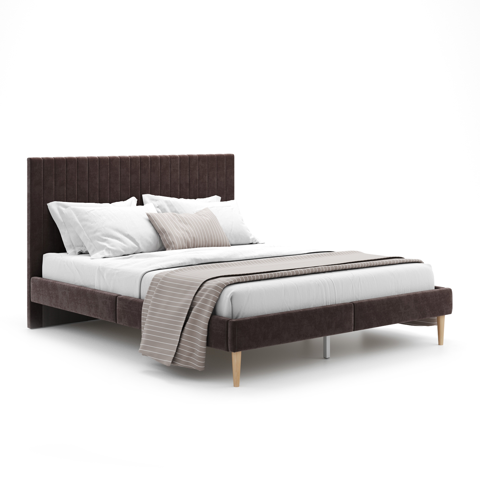 Кровать MONOFIX, АММА велюр коричневый, 160х200