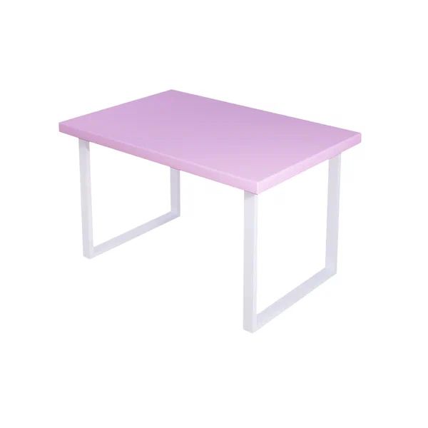 журнальный стол Solarius Loft металл-дерево 90х60х50, розовый с белыми ножками