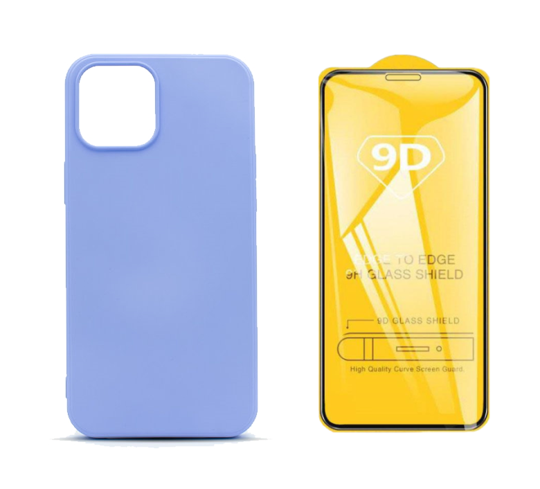 Чехол с защитным стеклом QVATRA для iPhone 11 с подкладкой из микрофибры сиреневый