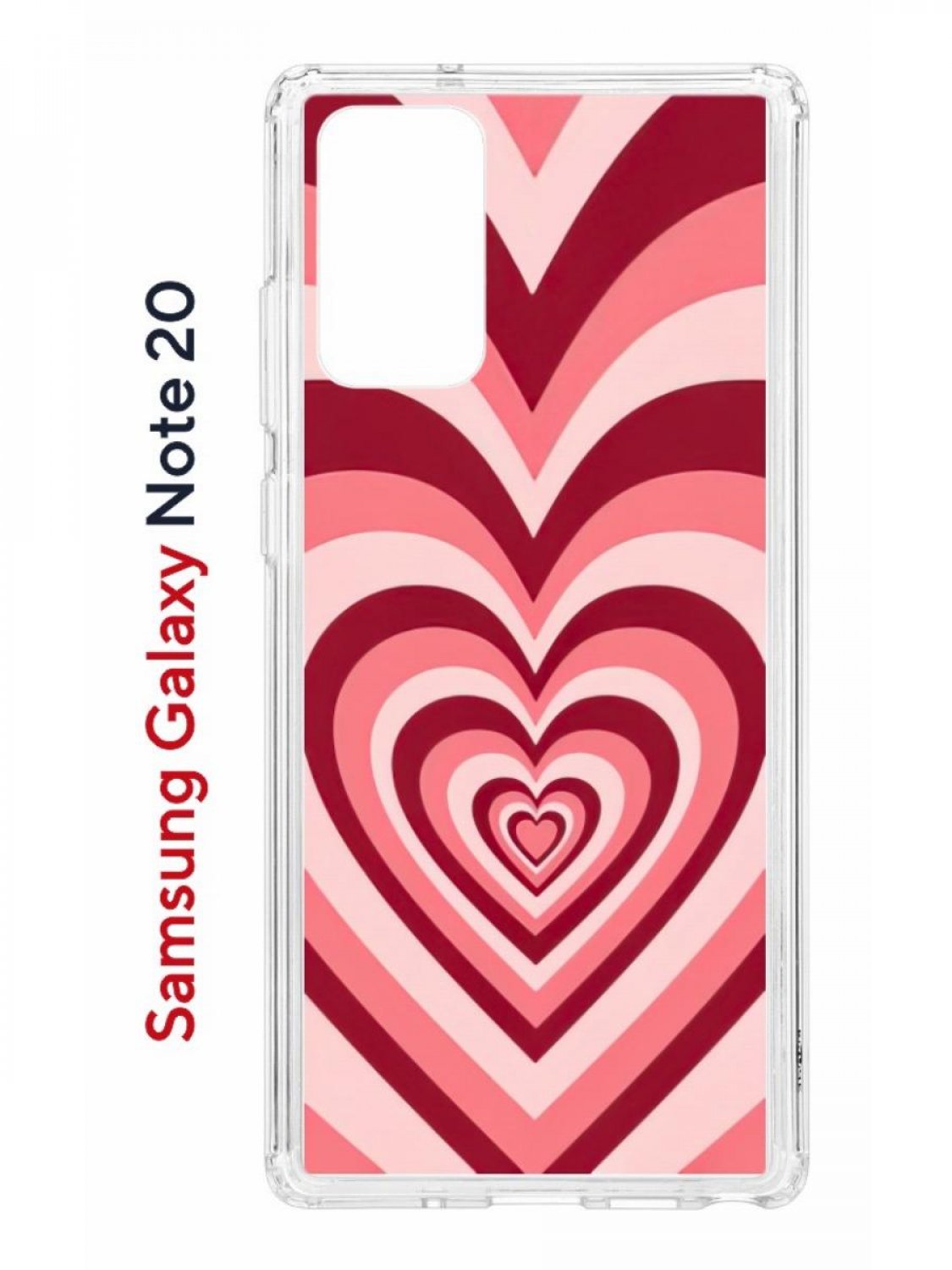 Чехол на Samsung Galaxy Note 20 Kruche Print Сердце,противоударный бампер,с защитой камеры