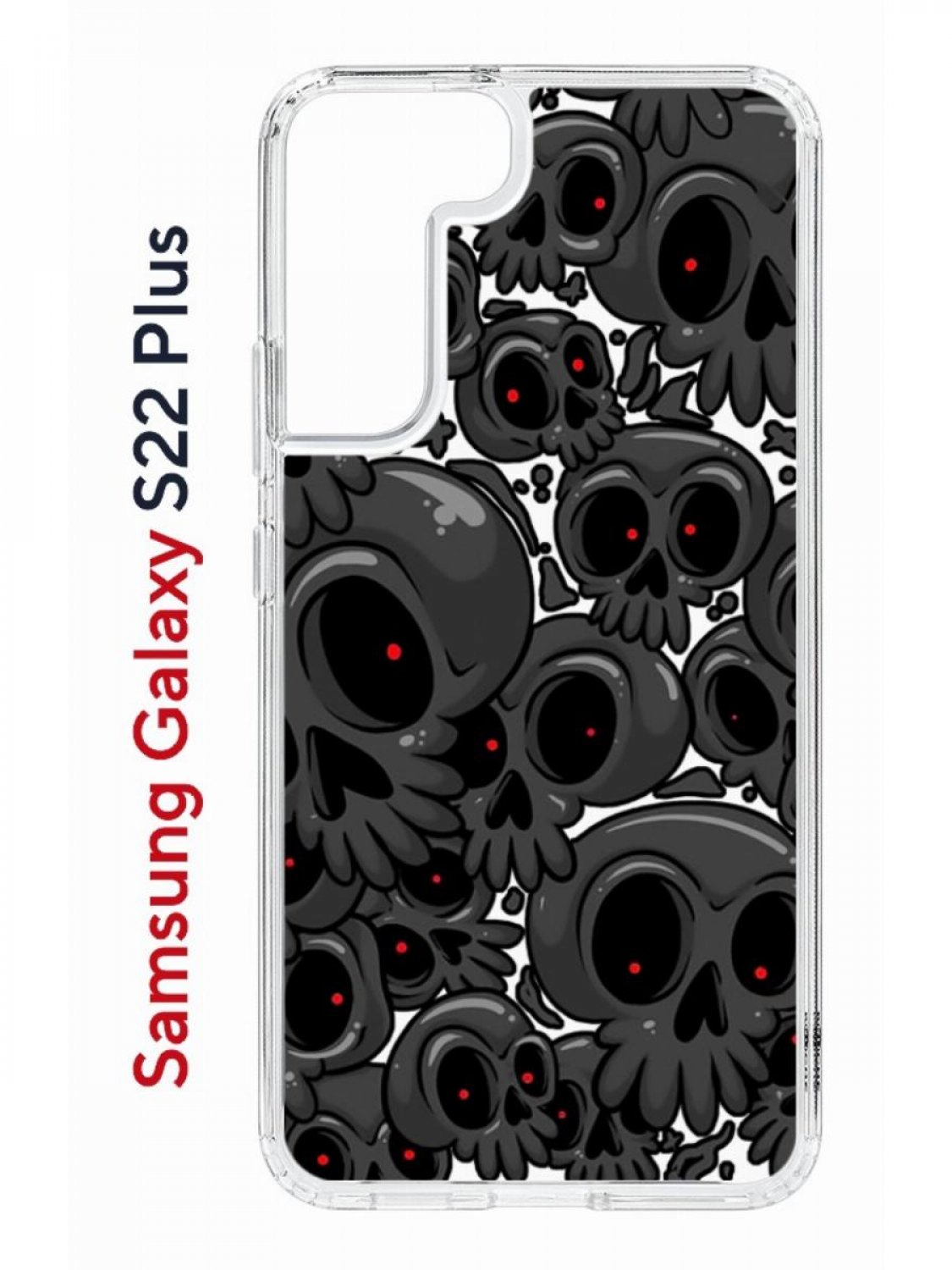 Чехол на Samsung Galaxy S22 Plus Kruche Print Skull gray,противоударный бампер с принтом