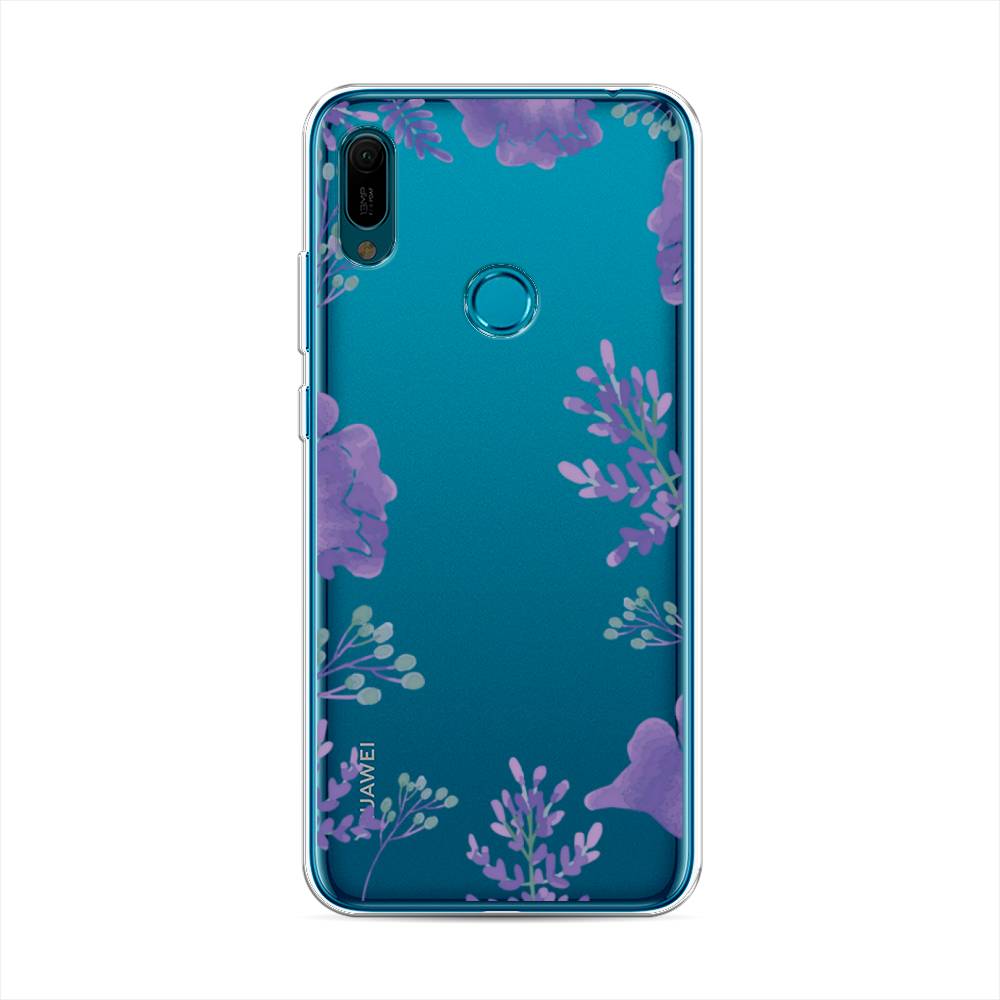 Чехол Awog  на Huawei Y6 2019 "Сиреневая цветочная рамка"
