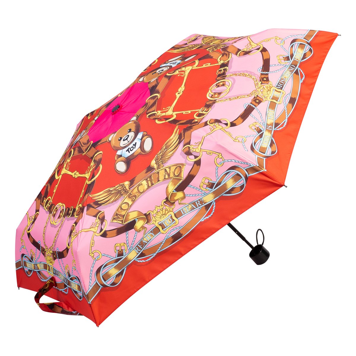 Зонт складной женский механический MOSCHINO 8044-superminiC red multi