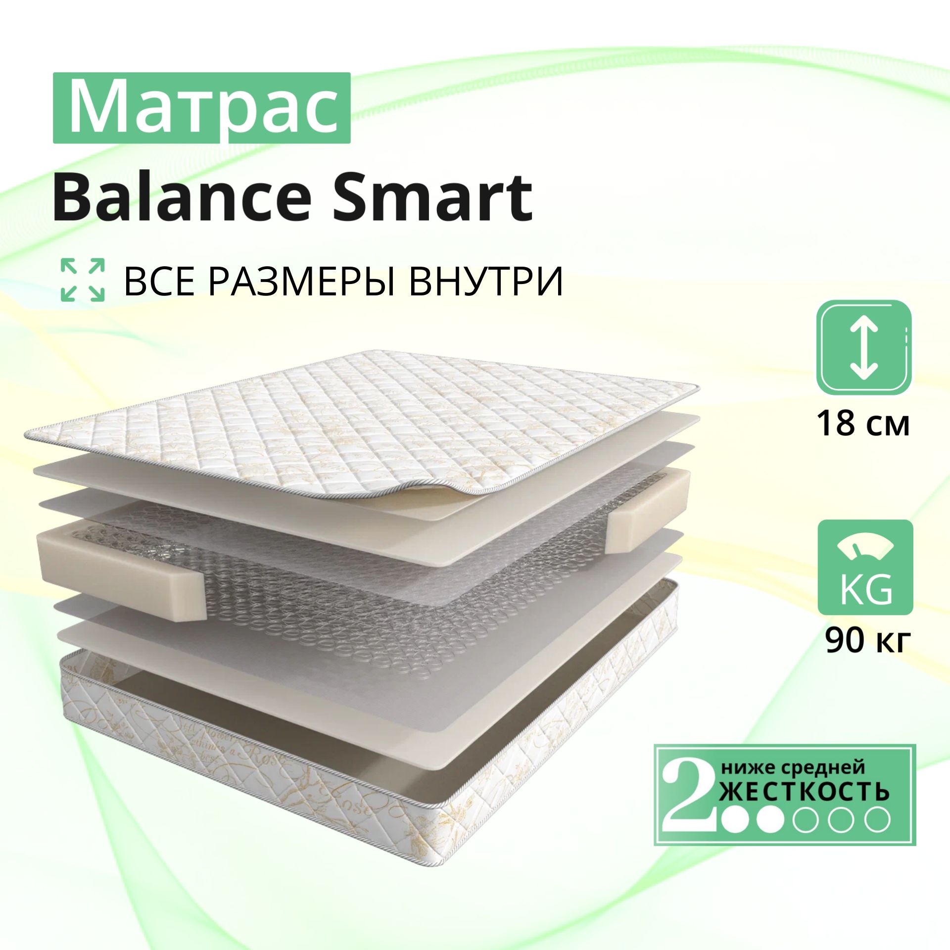 Ортопедический матрас Мир Матрасов Balance Smart, зависимые пружины, 80х195 см