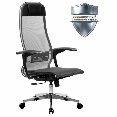 Кресло компьютерное МЕТТА-4(MPRU)/подл.158/осн.004 Серый/Серый