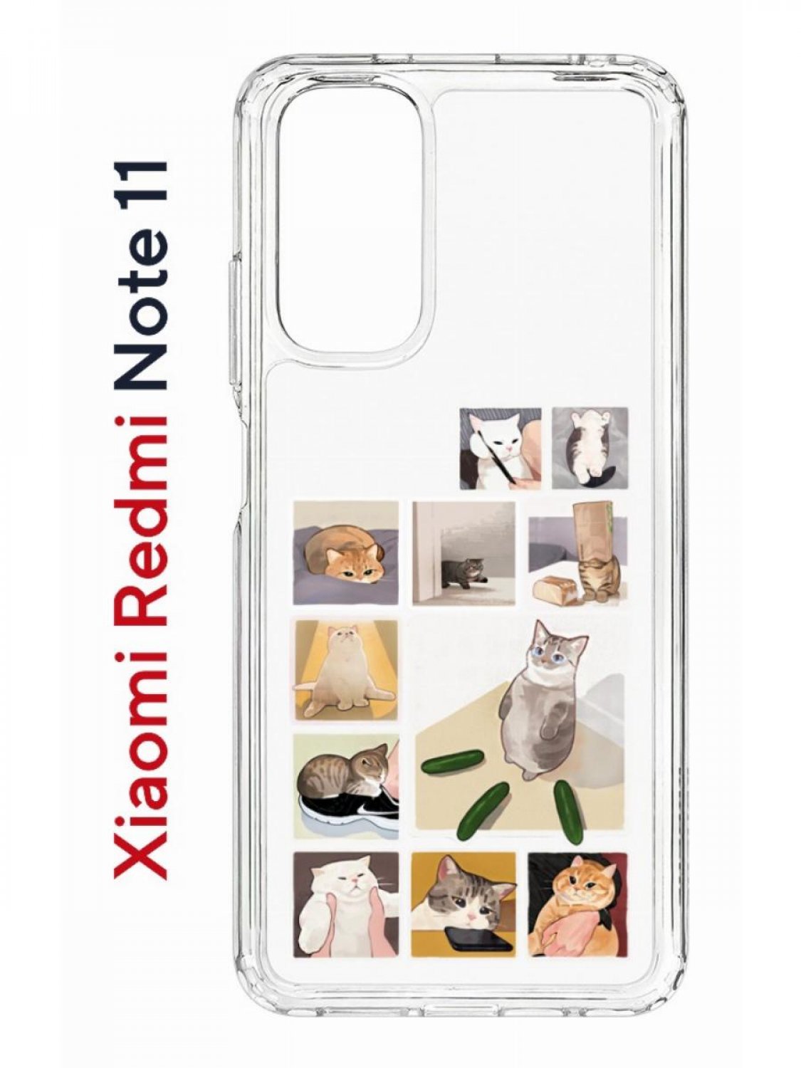 Чехол на Xiaomi Redmi Note 11/11S Kruche Print Коты-Мемы,противоударный бампер с принтом