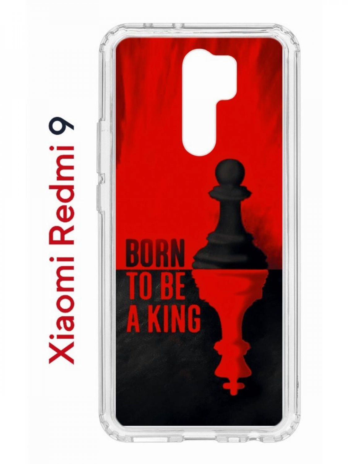 Чехол на Redmi 9 Kruche Print Born to be a King,противоударный бампер,с защитой камеры