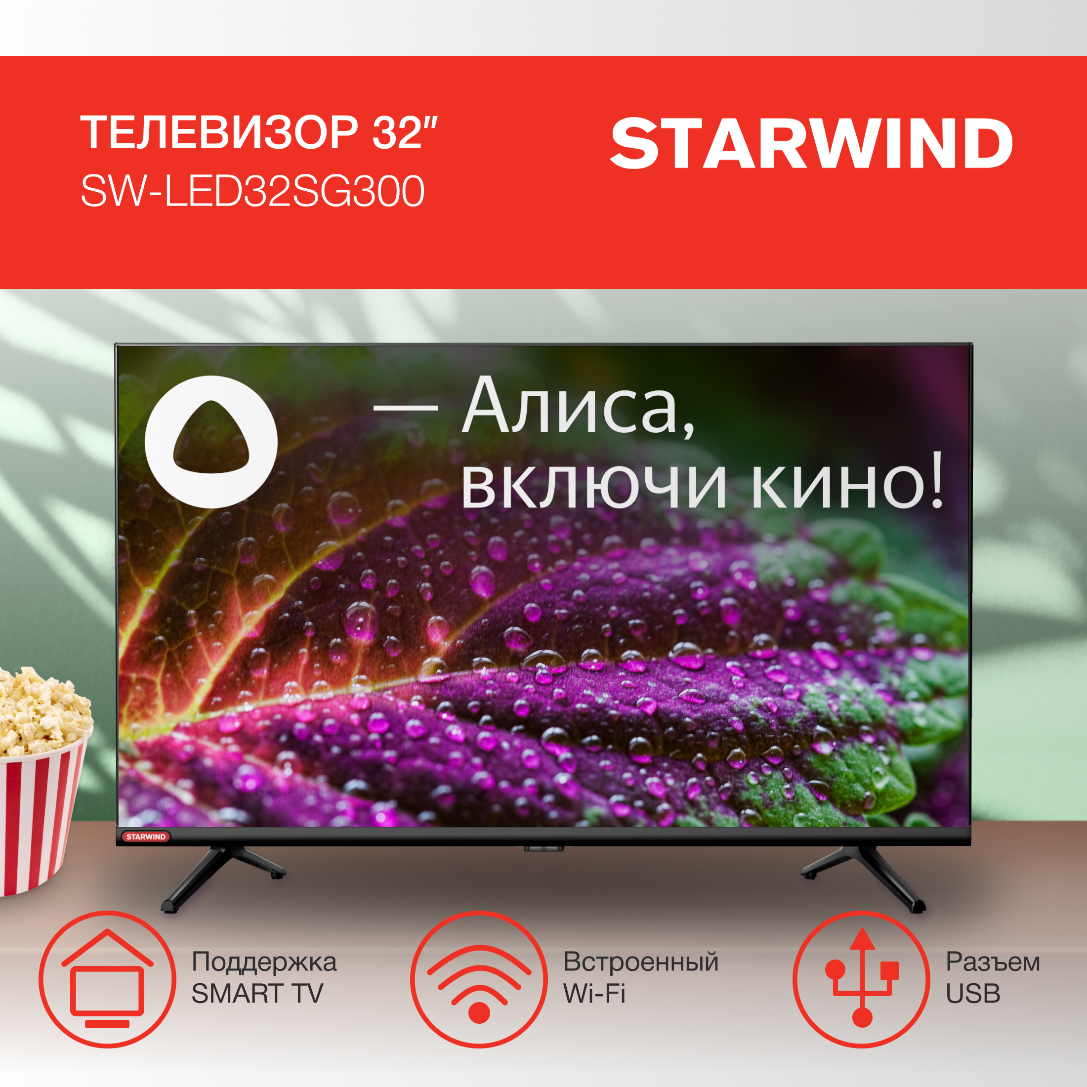 Телевизор STARWIND SW-LED32SG300, 32"(81 см), HD