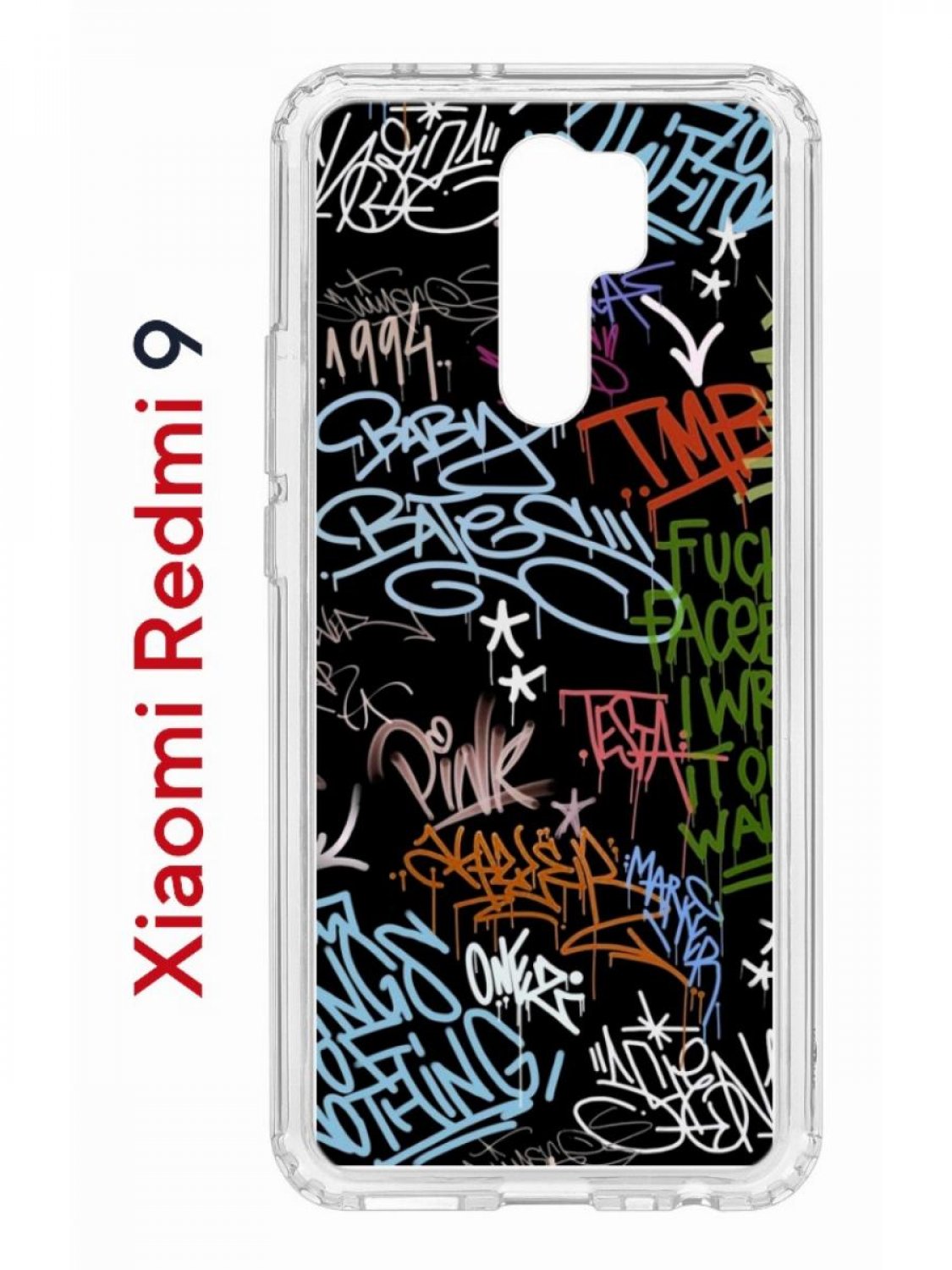 Чехол на Redmi 9 с принтом Kruche Print Граффити,противоударный бампер,с защитой камеры