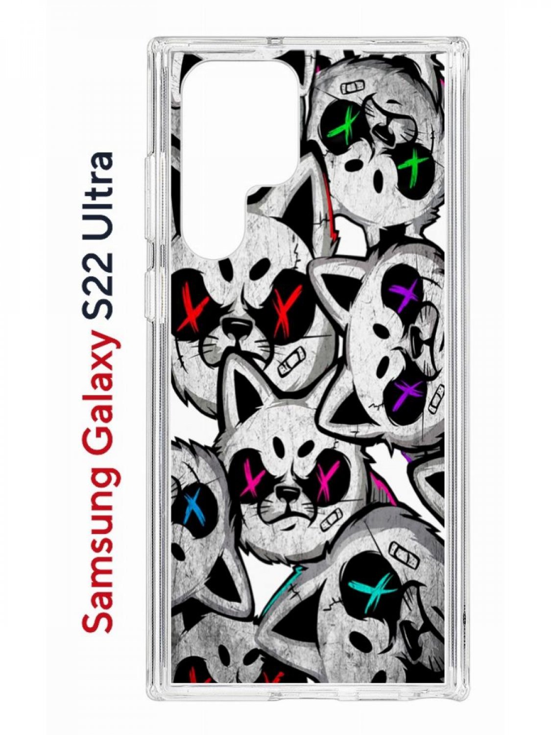 Чехол на Samsung Galaxy S22 Ultra Kruche Print Angry Cats,противоударный бампер с принтом