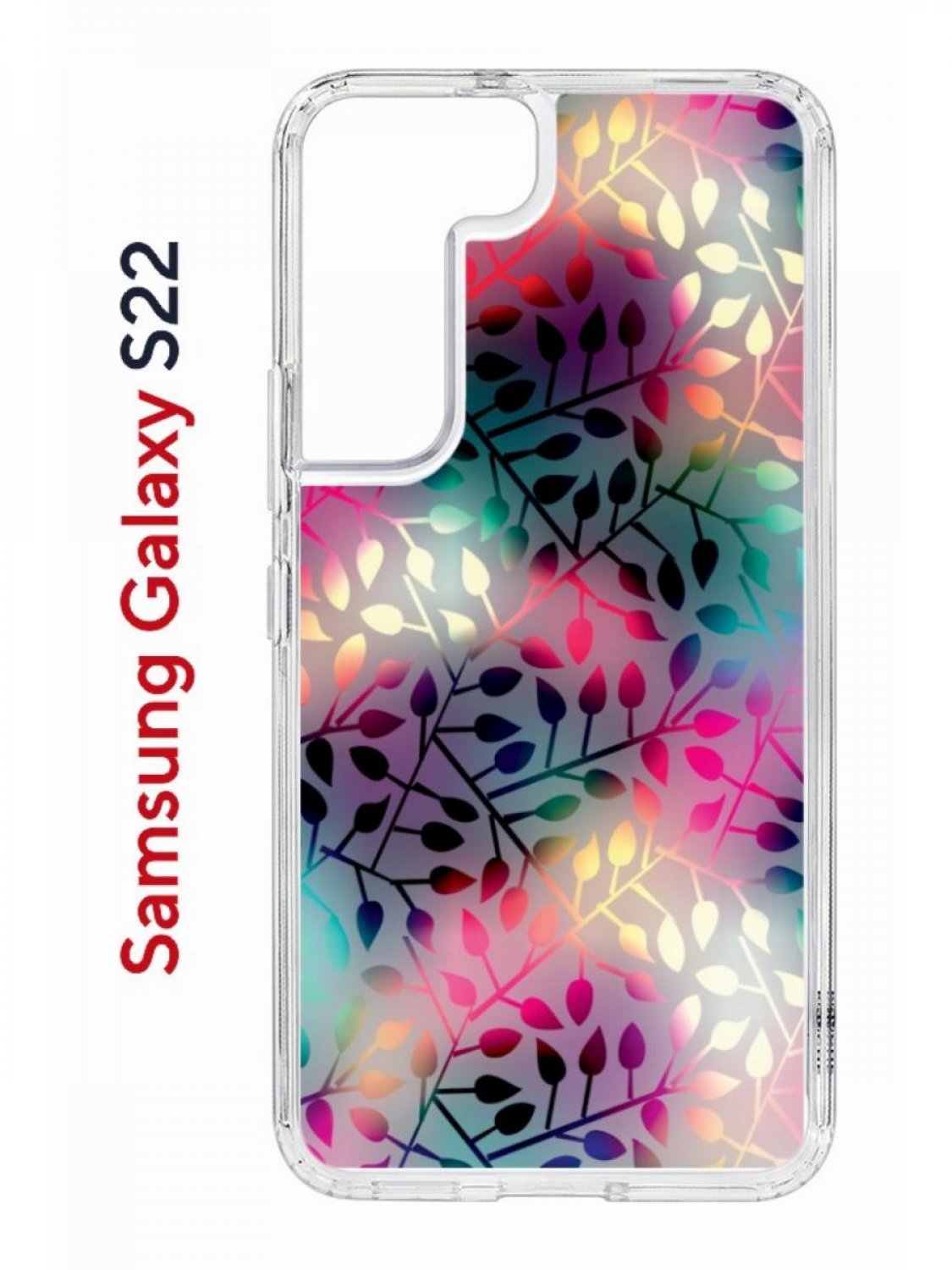 Чехол на Samsung S22 Kruche Print Цветные листья,противоударный бампер,с защитой камеры