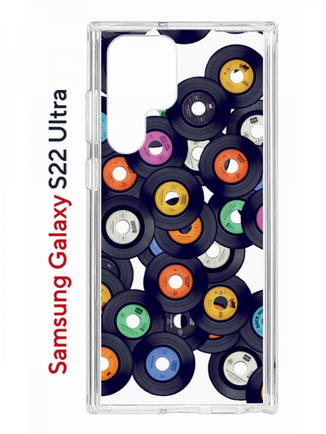 Чехол на Samsung S22 Ultra Kruche Print Виниловые пластинки,противоударный бампер