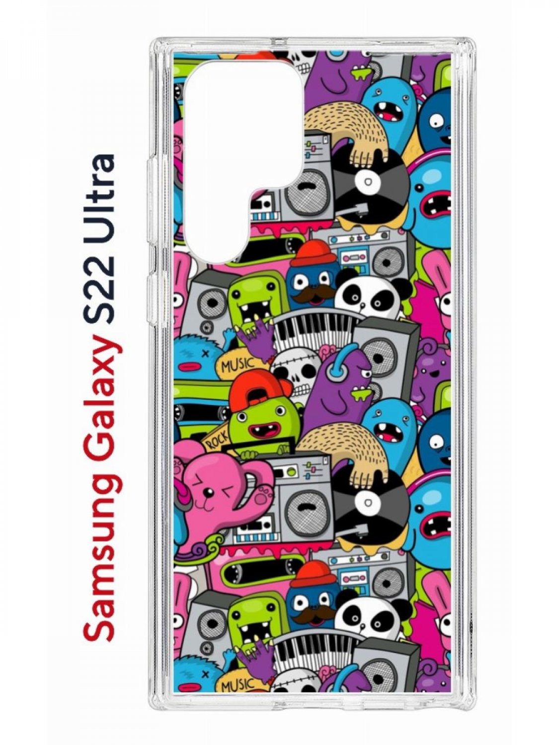 Чехол на Samsung S22 Ultra Kruche Print Monsters music,противоударный бампер с принтом