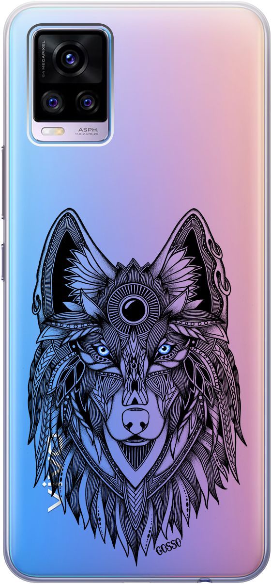 Силиконовый чехол на Vivo V20 "Grand Wolf" прозрачный