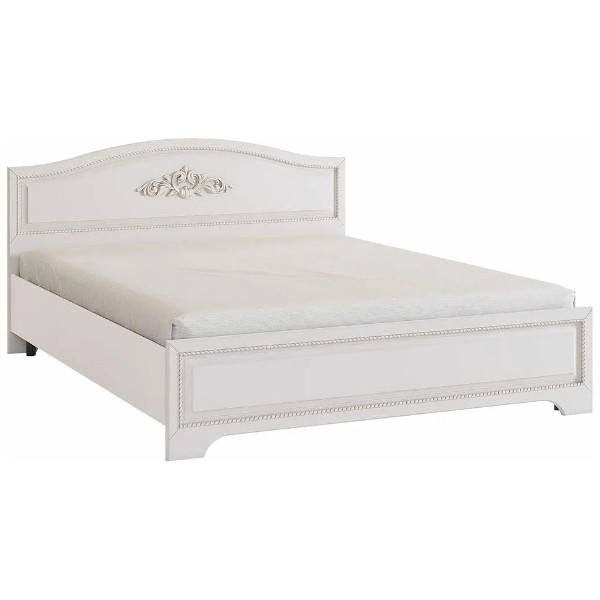 Двуспальная кровать МебельСон Белла Белый / Джелато софт, 160х200 см