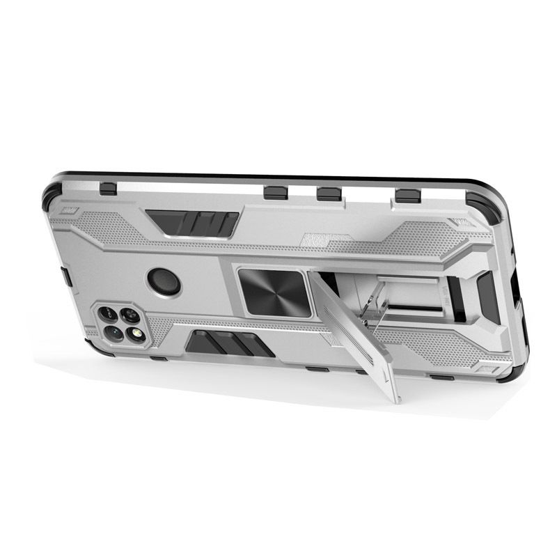 Противоударный чехол с подставкой Transformer для Xiaomi Redmi 10A (серебряный)