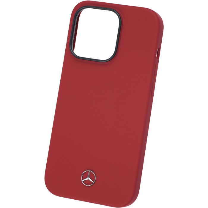 Чехол Mercedes для iPhone 14 Pro Liquid Silicone Hard Red