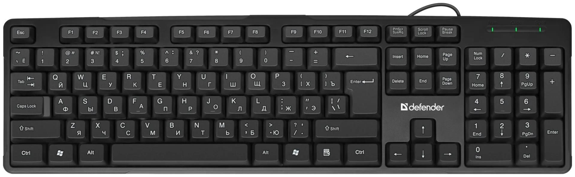 Проводная клавиатура Defender Element HB-520 USB Black (45522)