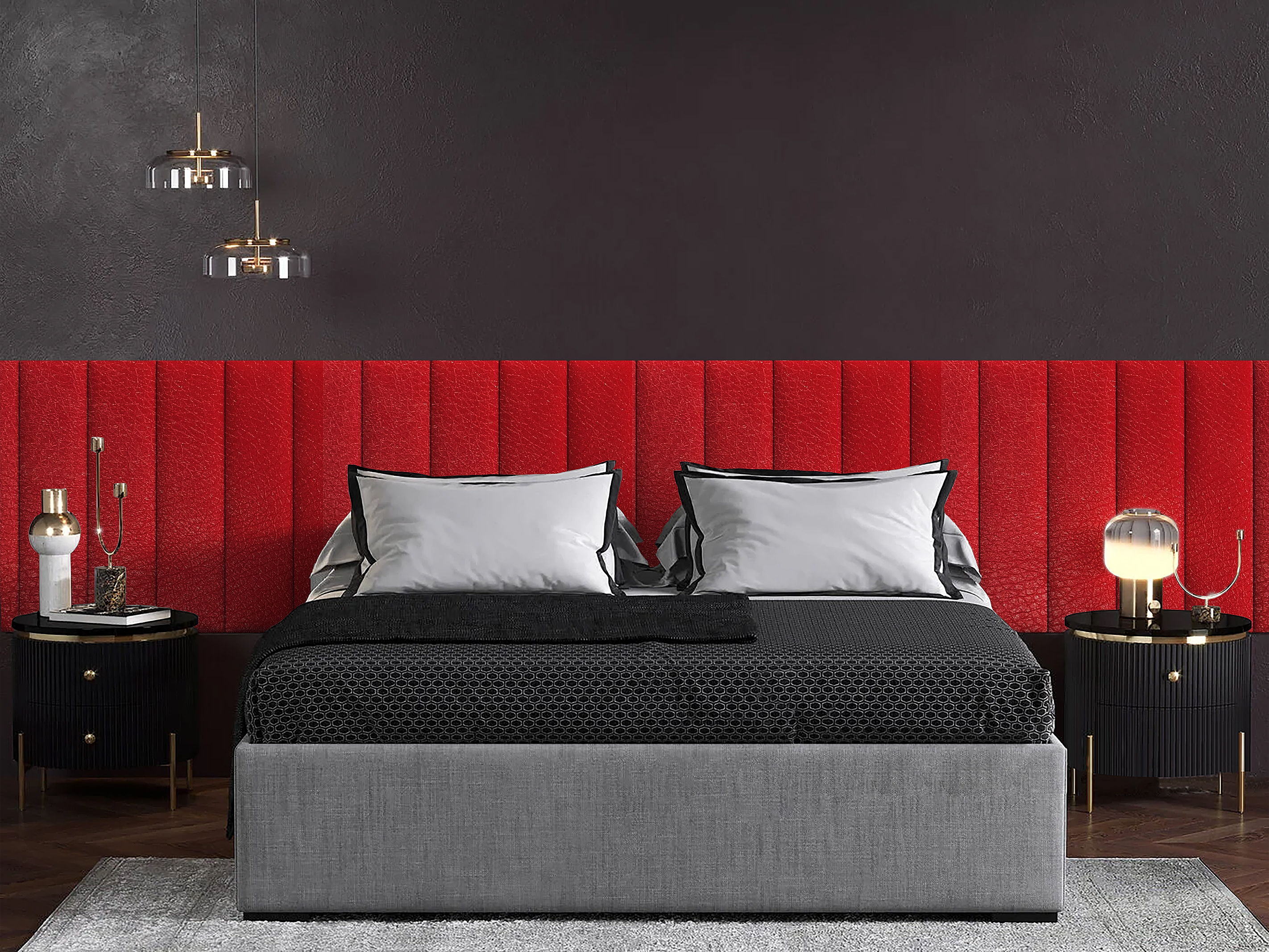 Панель кровати Eco Leather Red 20х80 см 4 шт.
