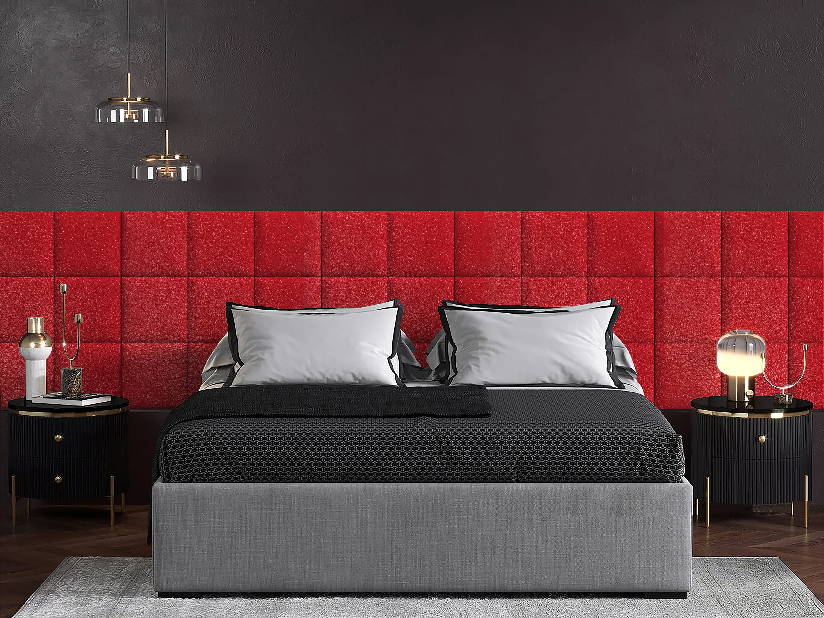 Панель кровати Eco Leather Red 30х30 см 4 шт.