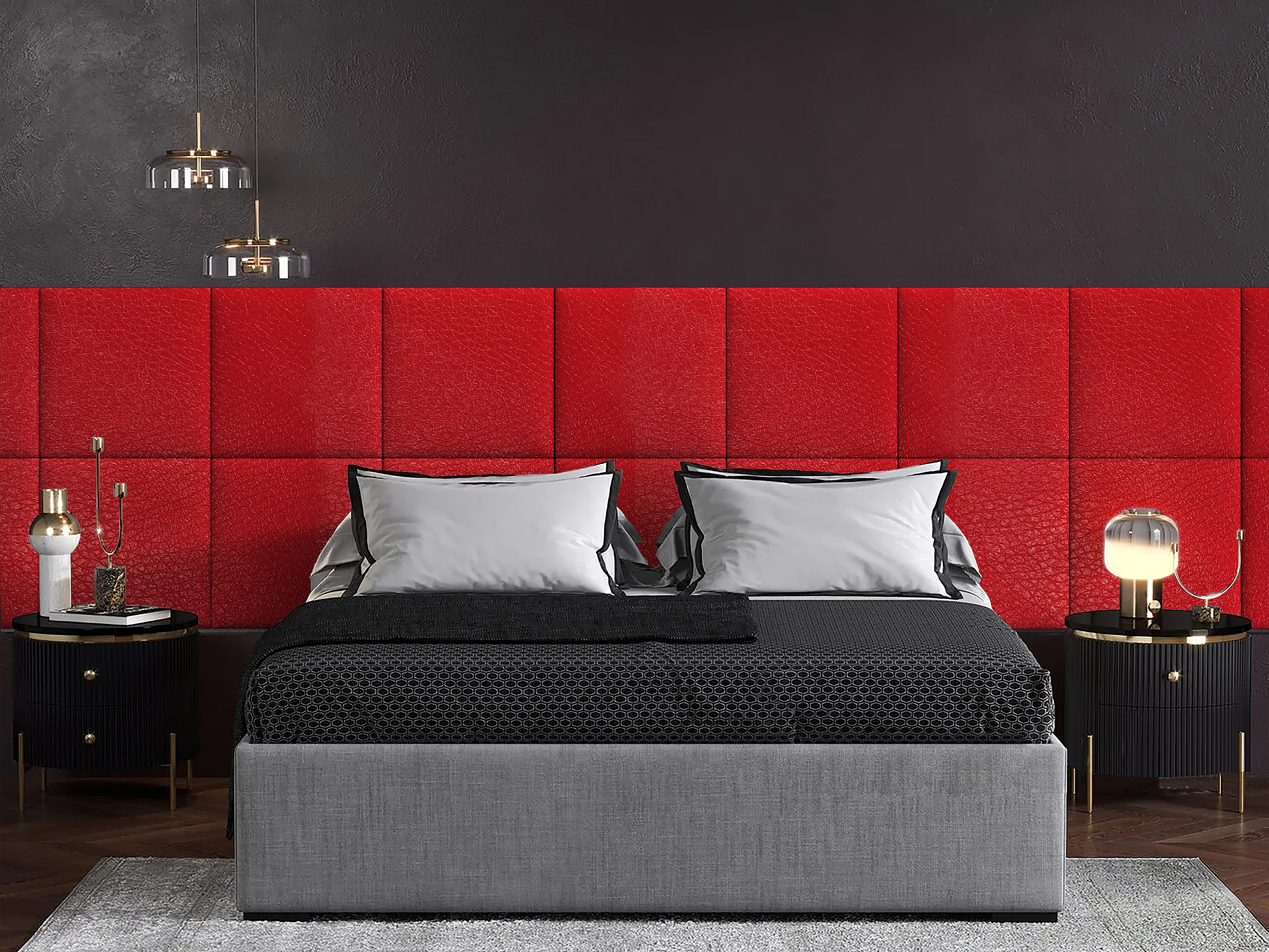 Панель кровати Eco Leather Red 50х50 см 2 шт.