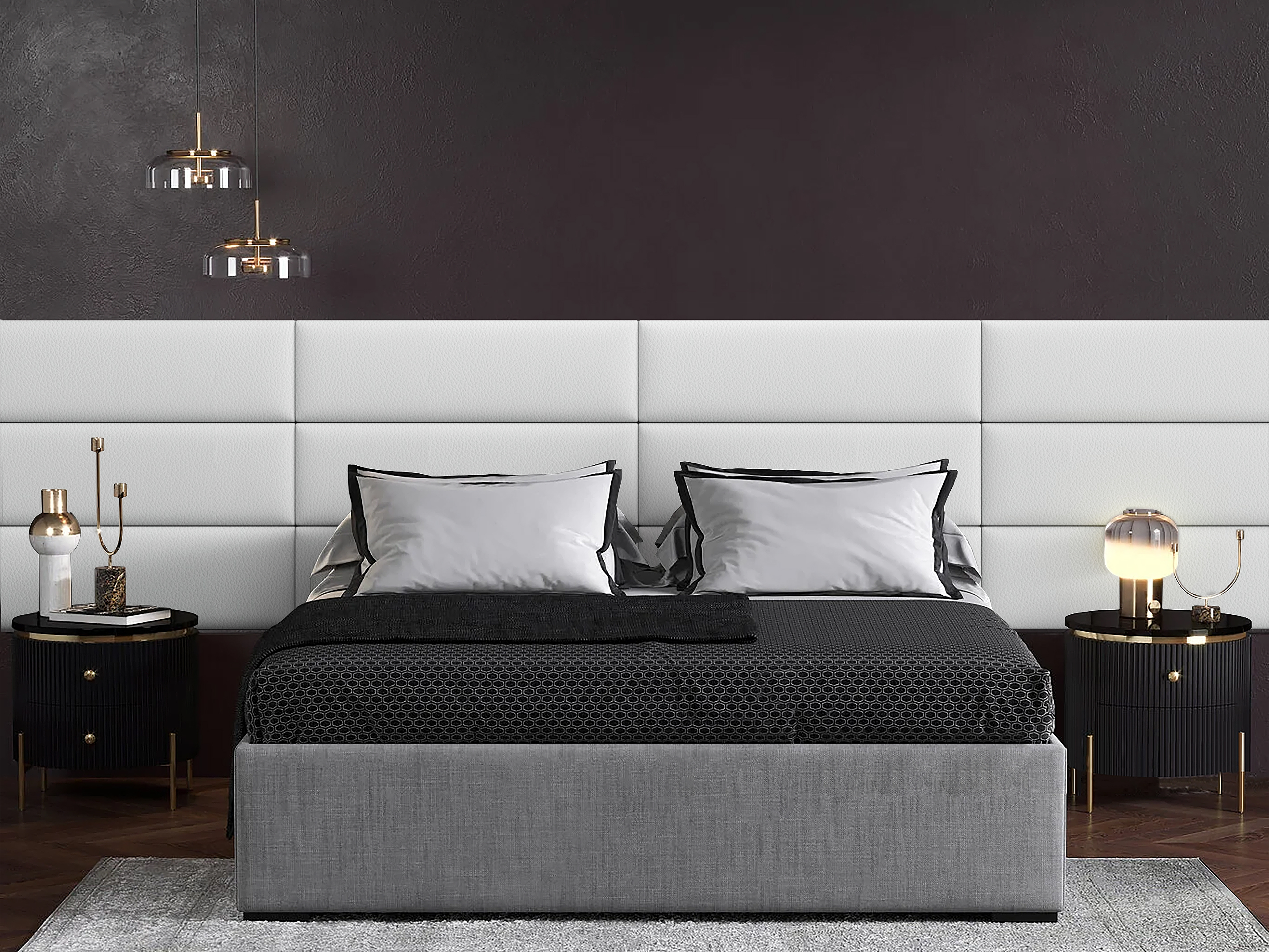 Панель кровати Eco Leather White 30х100 см 1 шт.