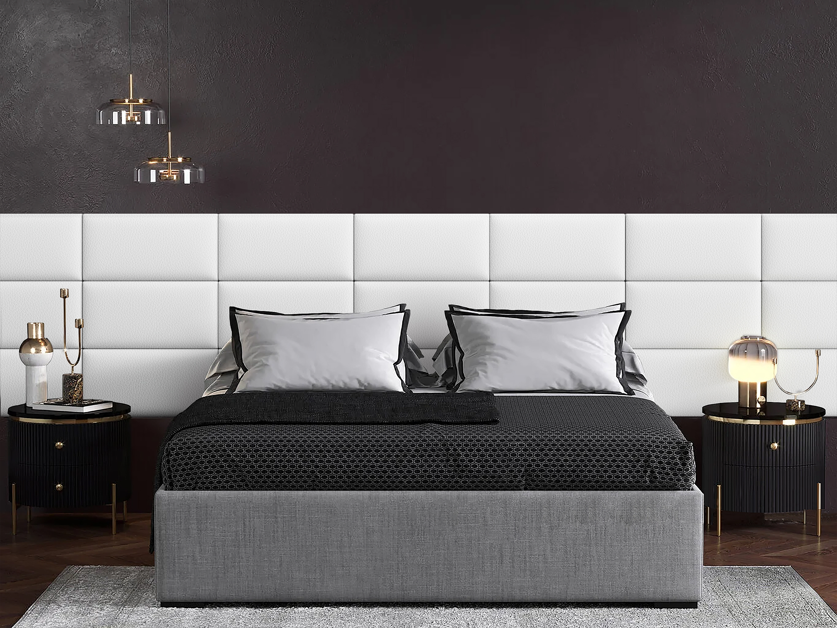 Панель кровати Eco Leather White 30х60 см 1 шт.