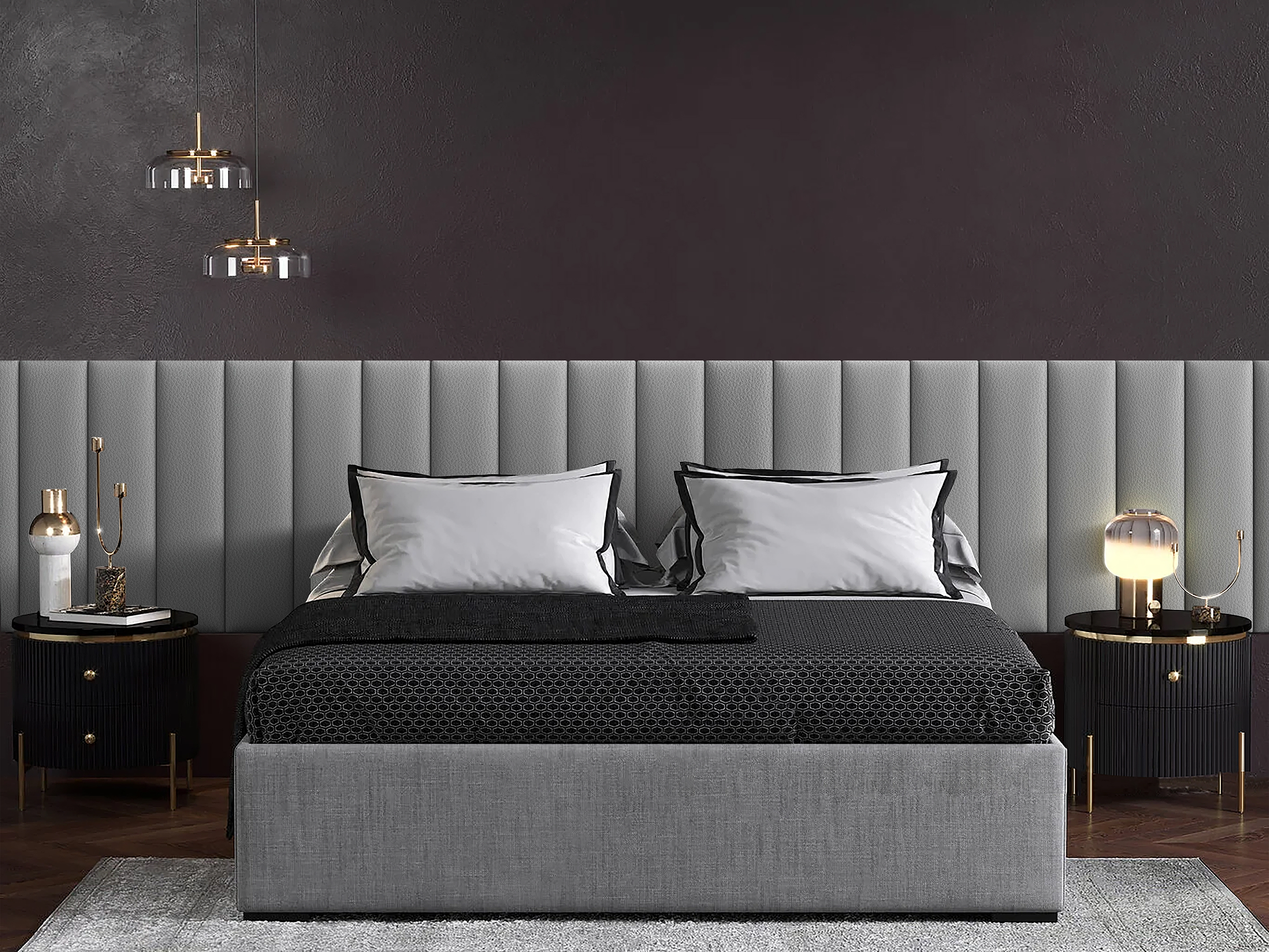 Панель кровати Eco Leather Grey 20х80 см 4 шт.