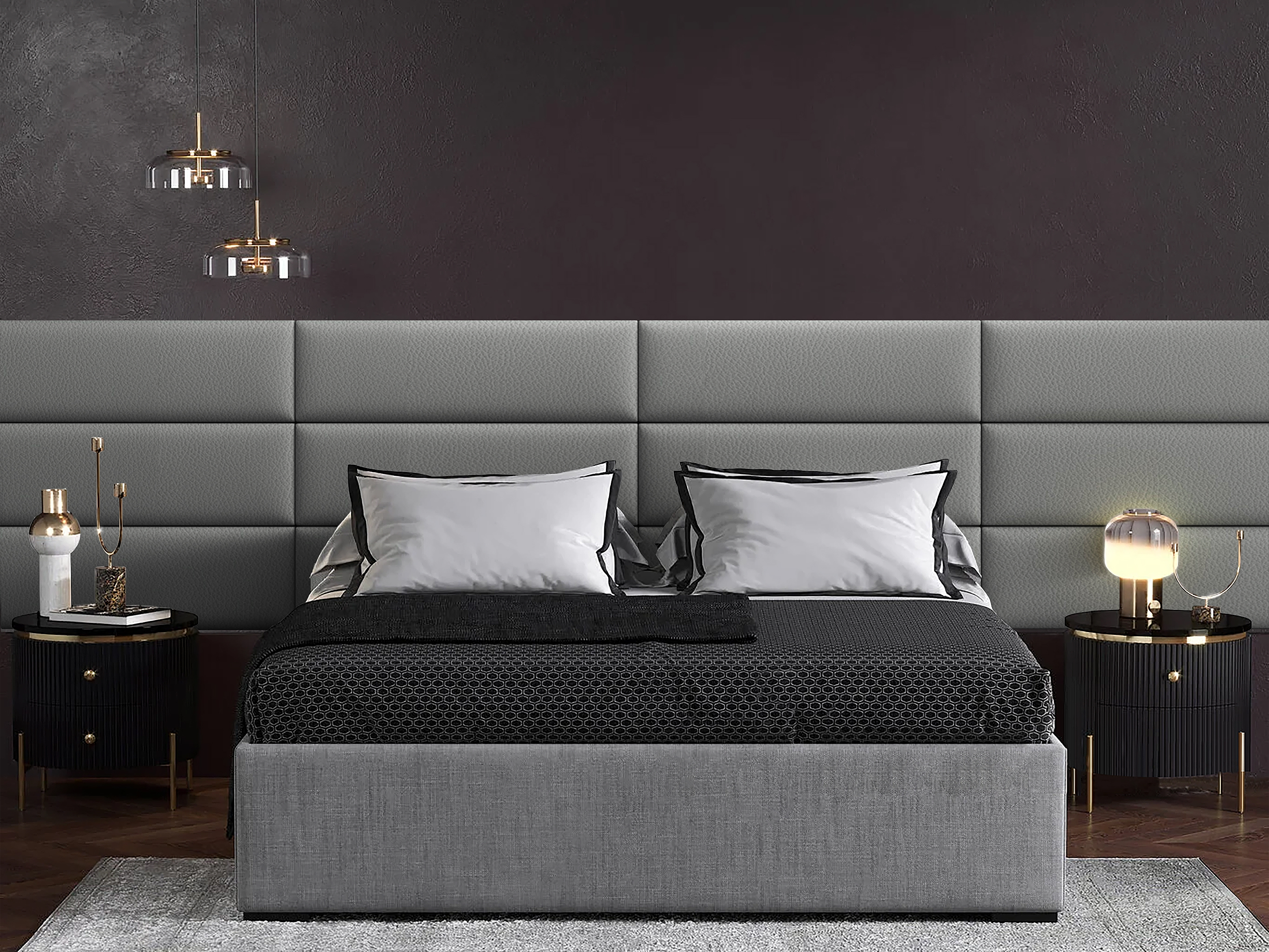 Панель кровати Eco Leather Grey 30х100 см 4 шт.