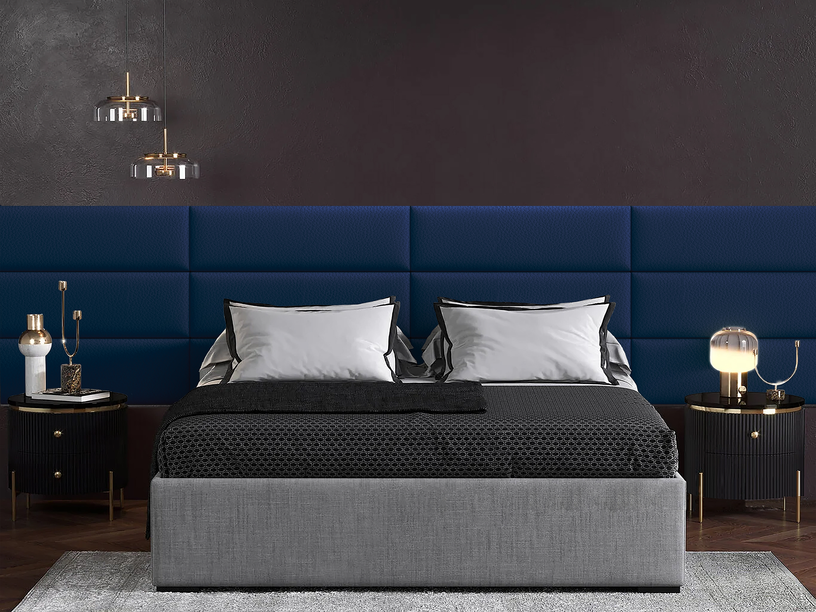 Панель кровати Eco Leather Blue 30х100 см 1 шт.