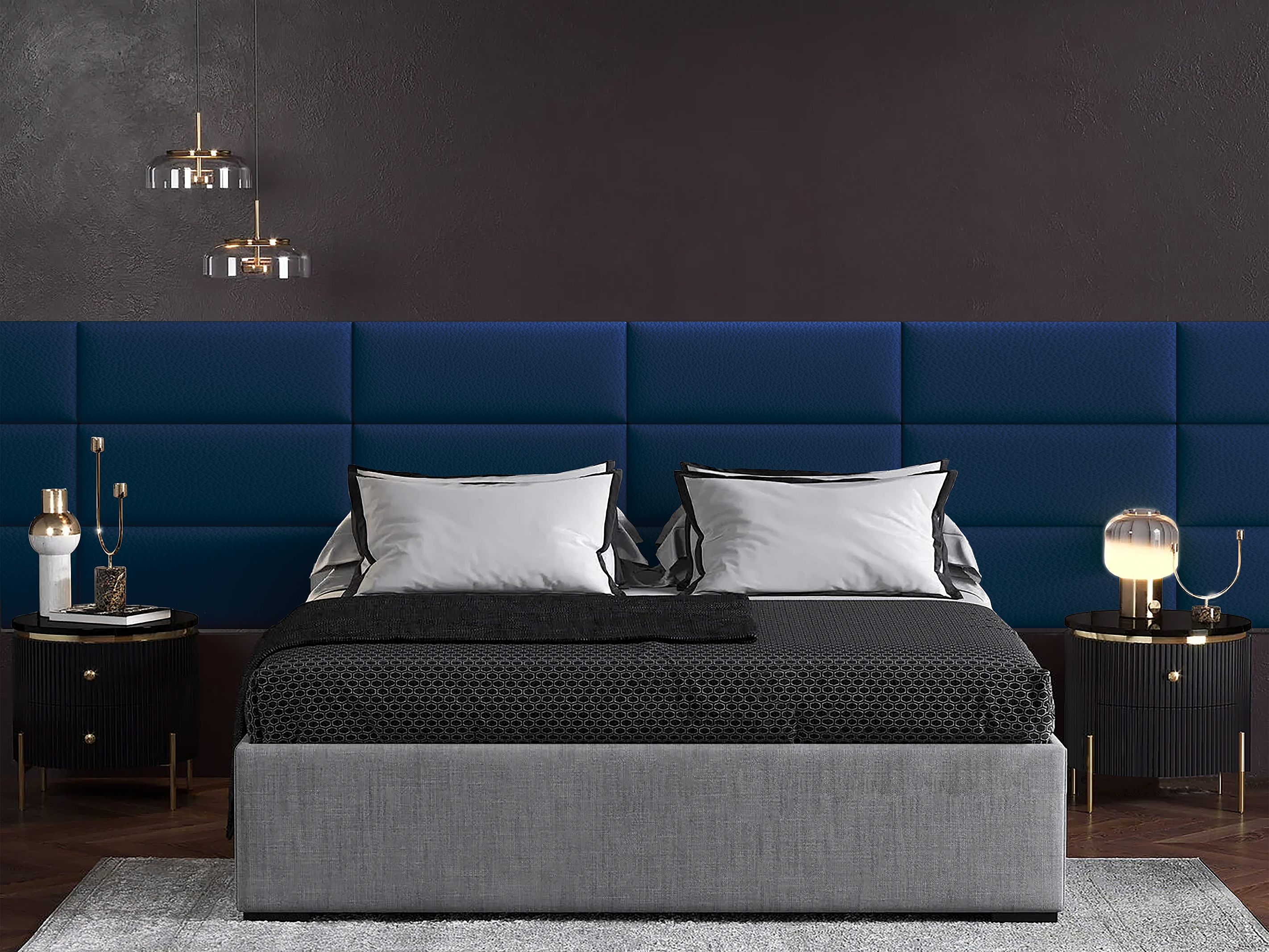 Панель кровати Eco Leather Blue 30х80 см 4 шт.