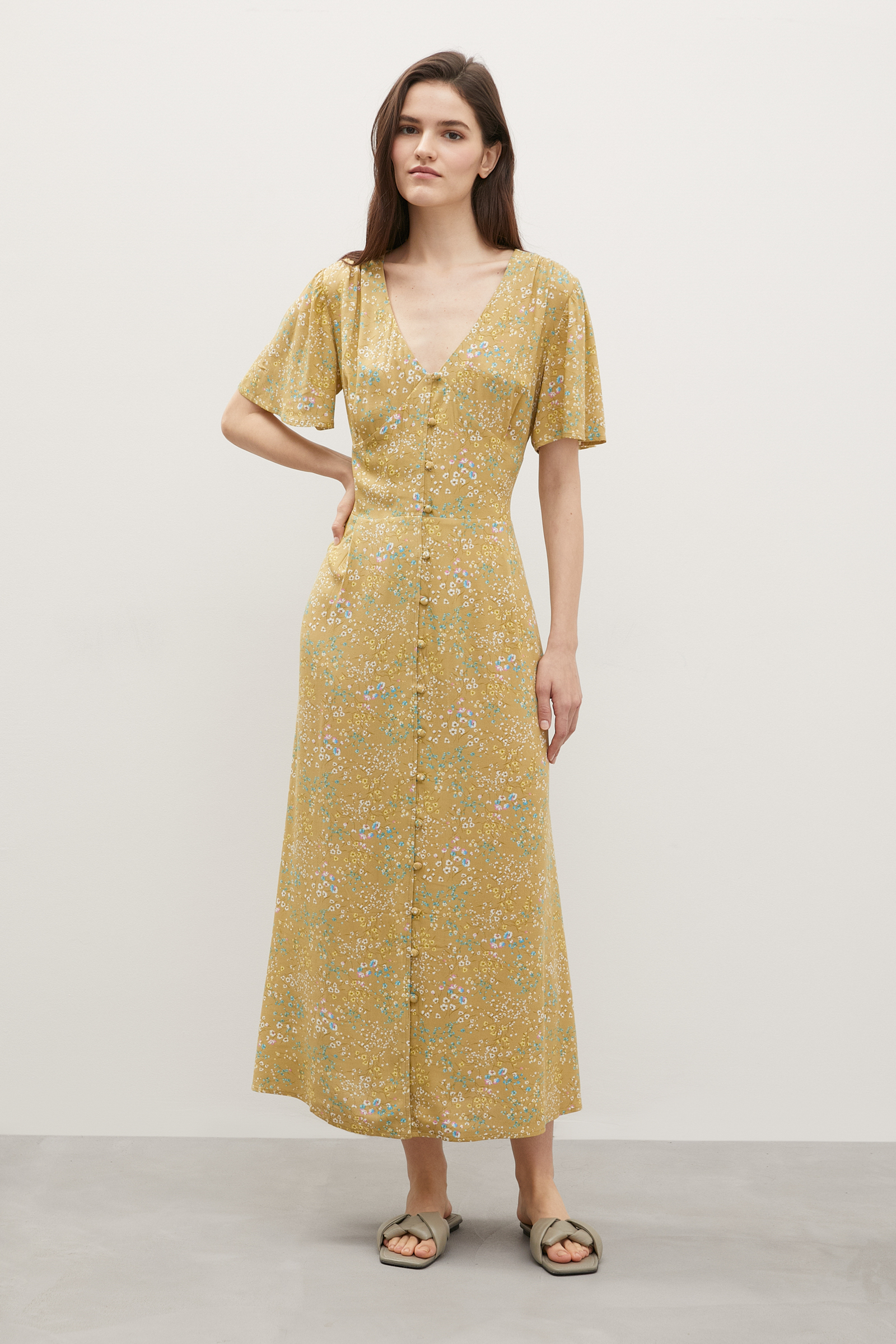 Платье женское Finn Flare FSD110185 желтое XL