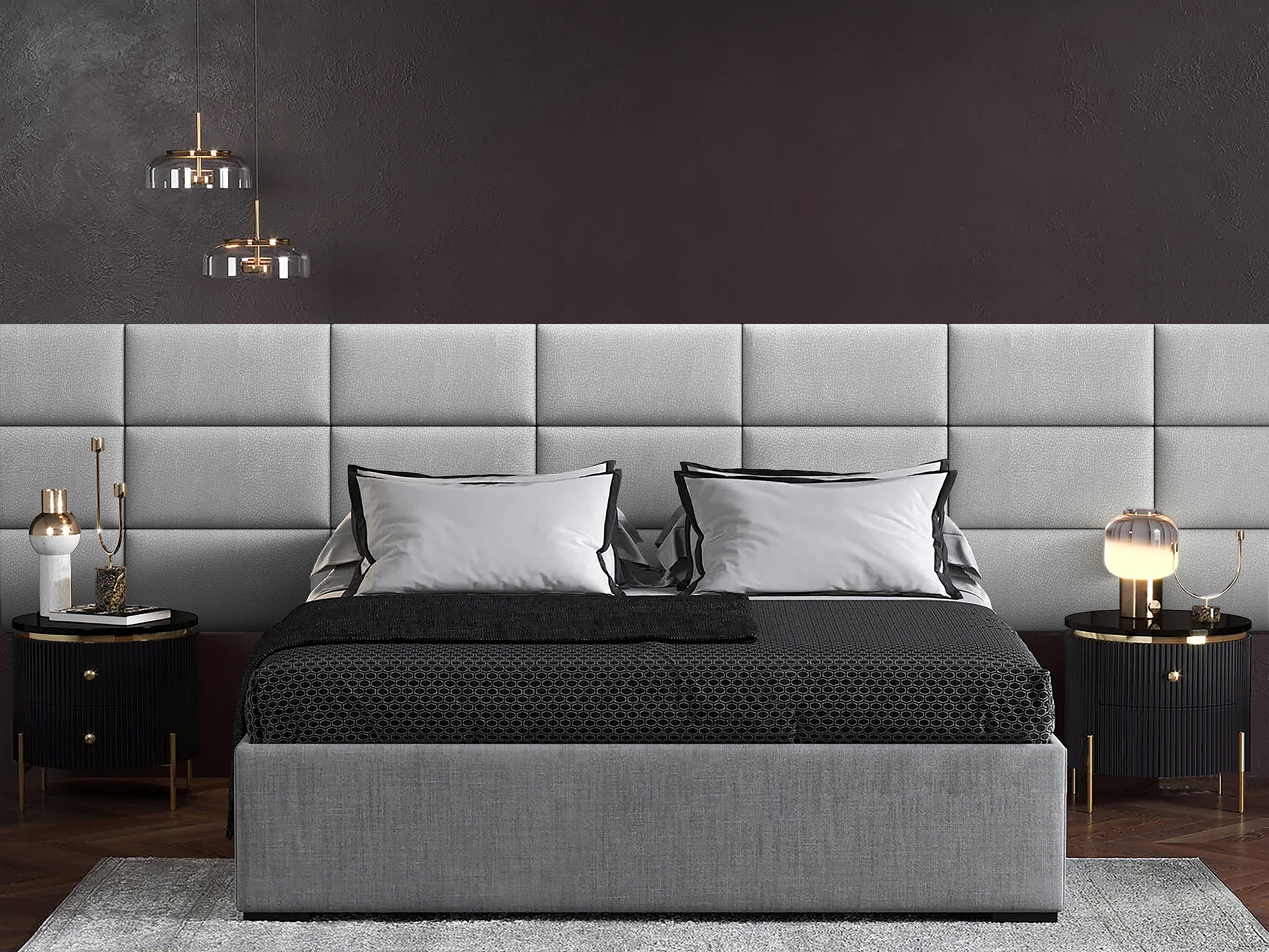 Панель кровати Eco Leather Silver 30х60 см 2 шт.