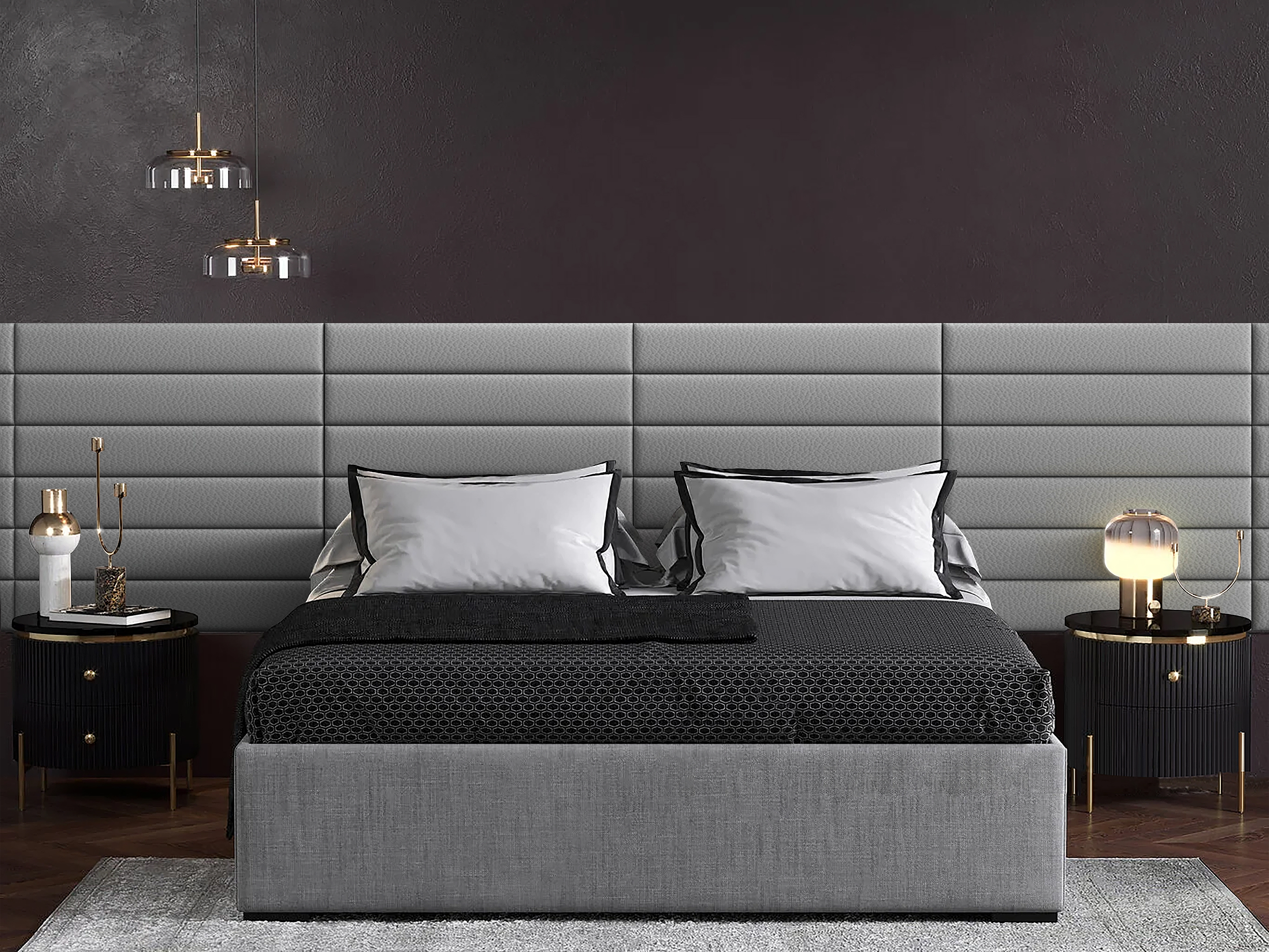 Панель кровати Eco Leather Grey 15х90 см 4 шт.