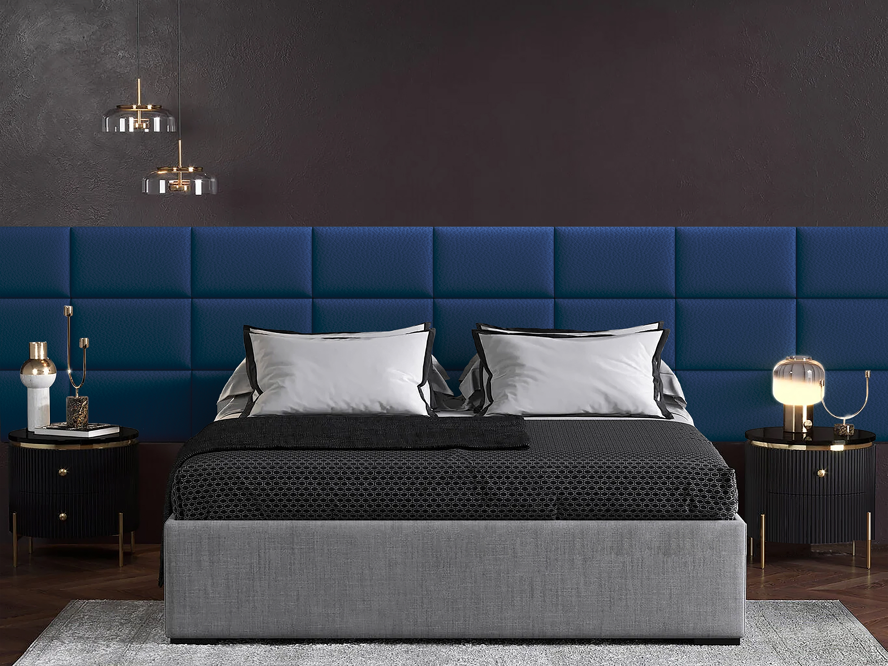 Панель кровати Eco Leather Blue 30х50 см 4 шт.