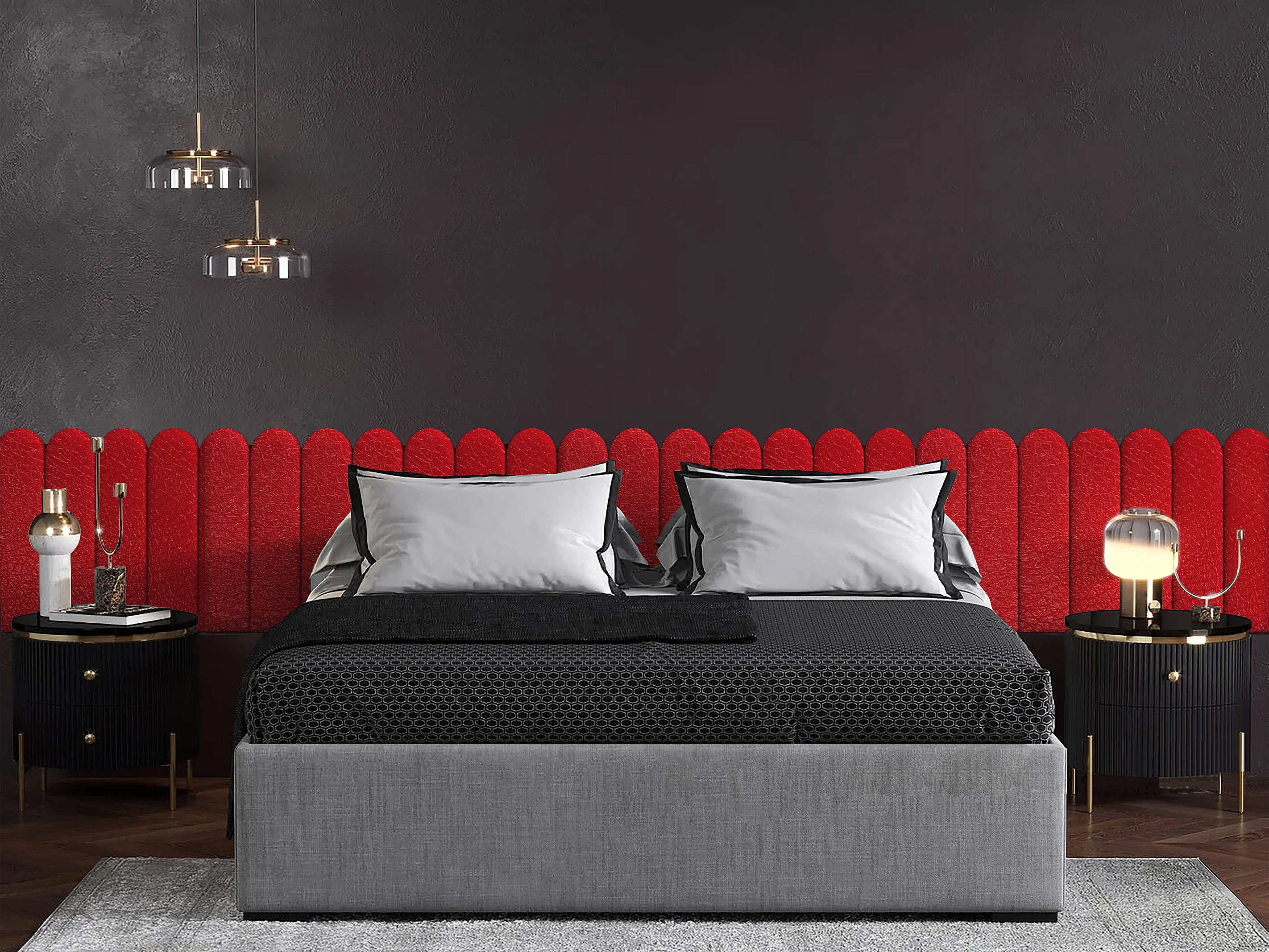 Панель кровати Eco Leather Red 15х60R см 4 шт.