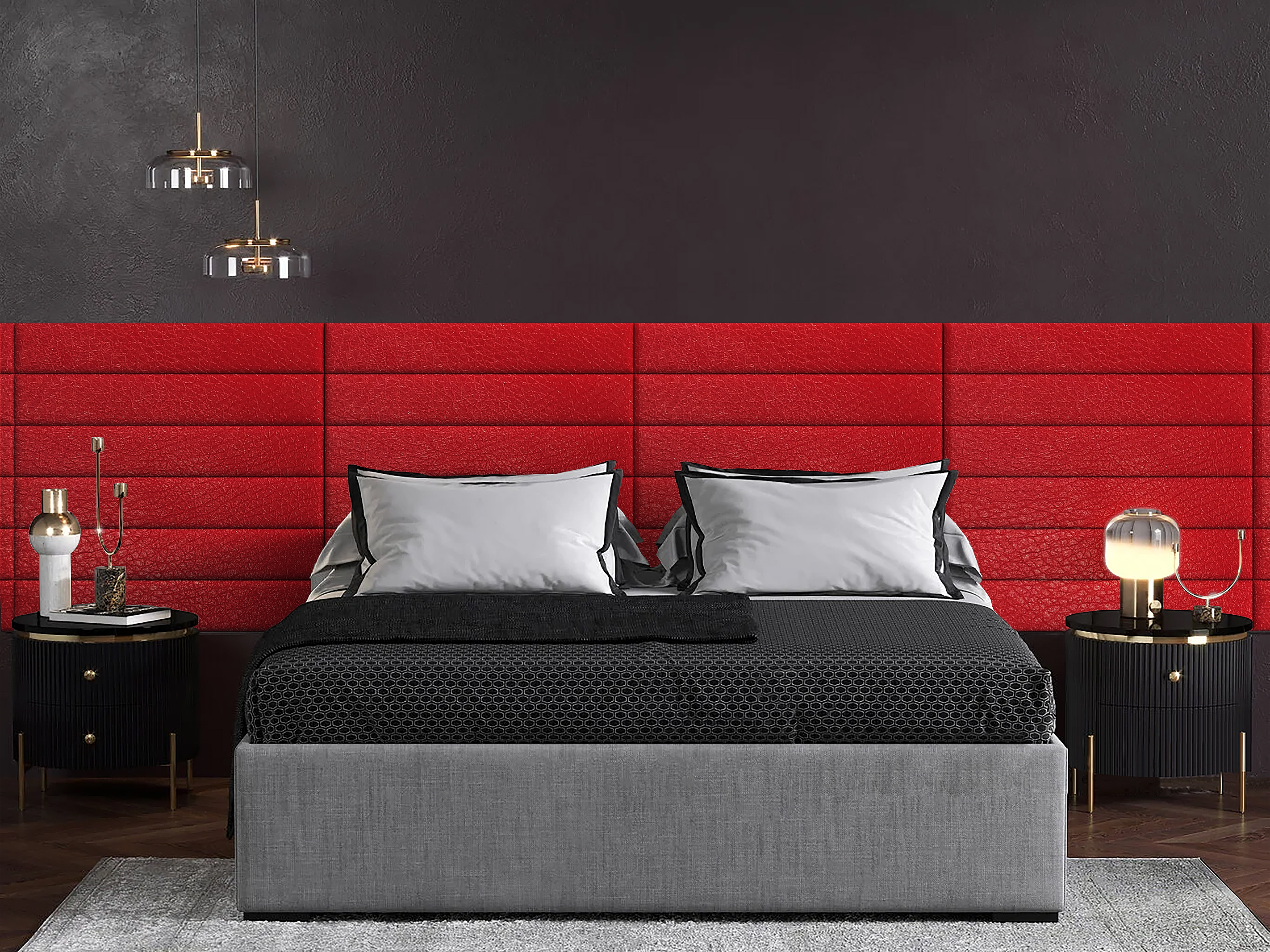 Панель кровати Eco Leather Red 15х90 см 4 шт.