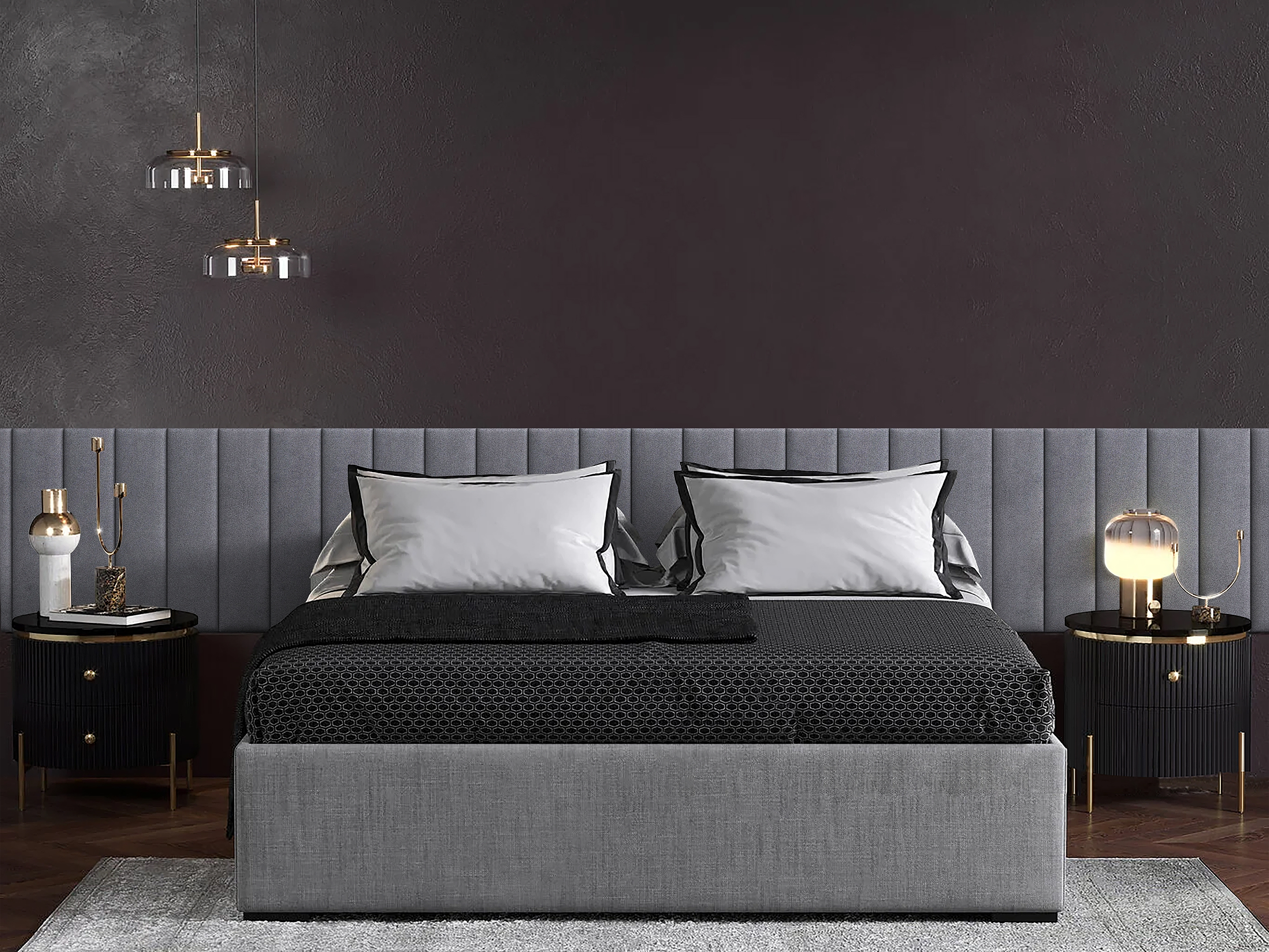 Панель кровати Alcantara Gray 15х60 см 4 шт.